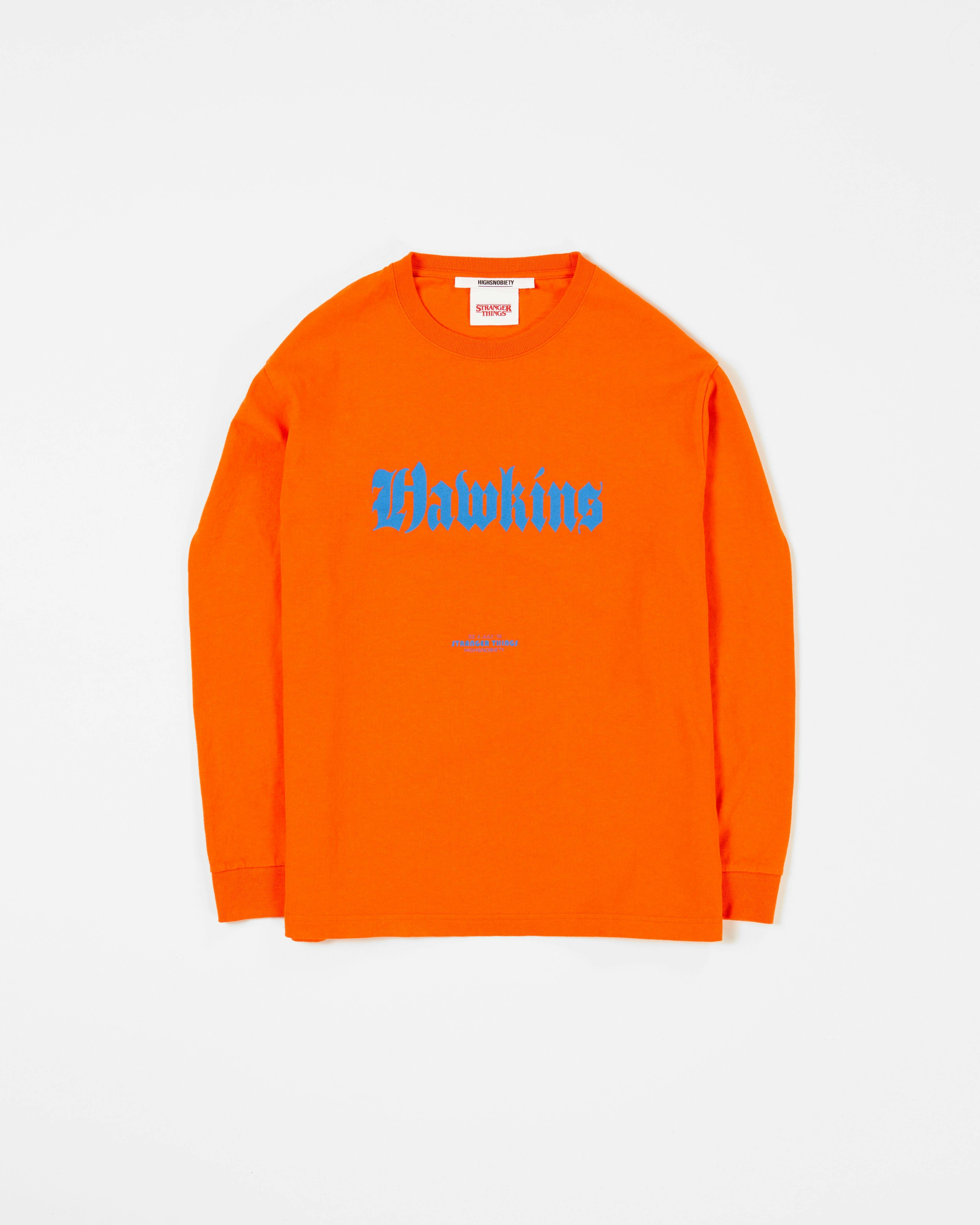 Highsnobiety – Stranger Things Hawkins Lonsleeve Orange | Highsnobiety Shop