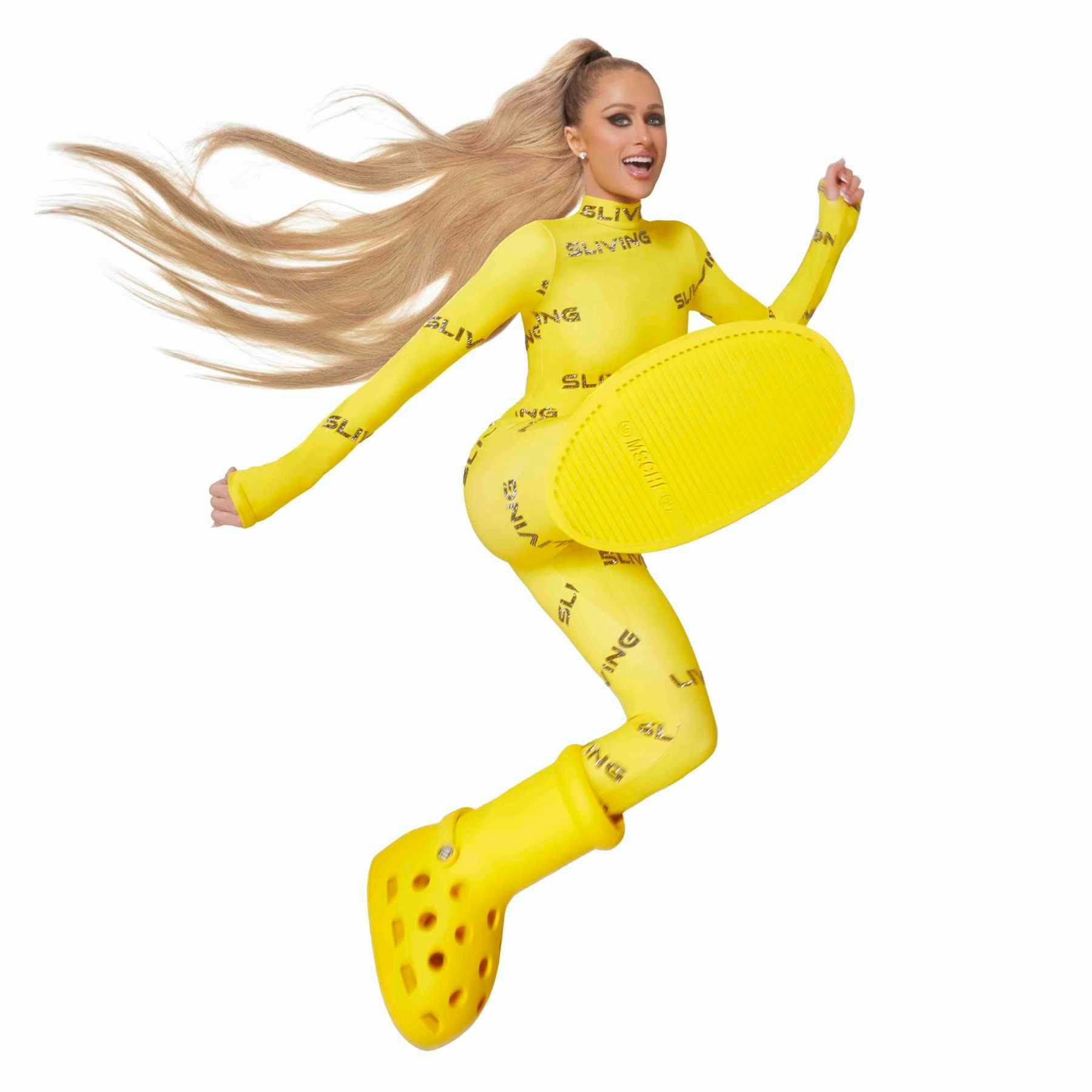 MSCHF & Crocs Debut Big Yellow Boot With Paris Hilton (!)
