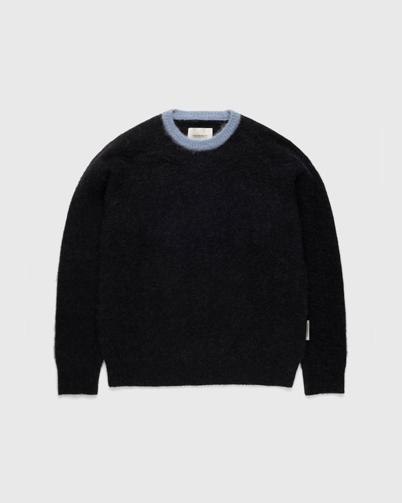 Highsnobiety HS05 – Alpaca Fuzzy Wave Sweater Vest Navy/Olive green ...