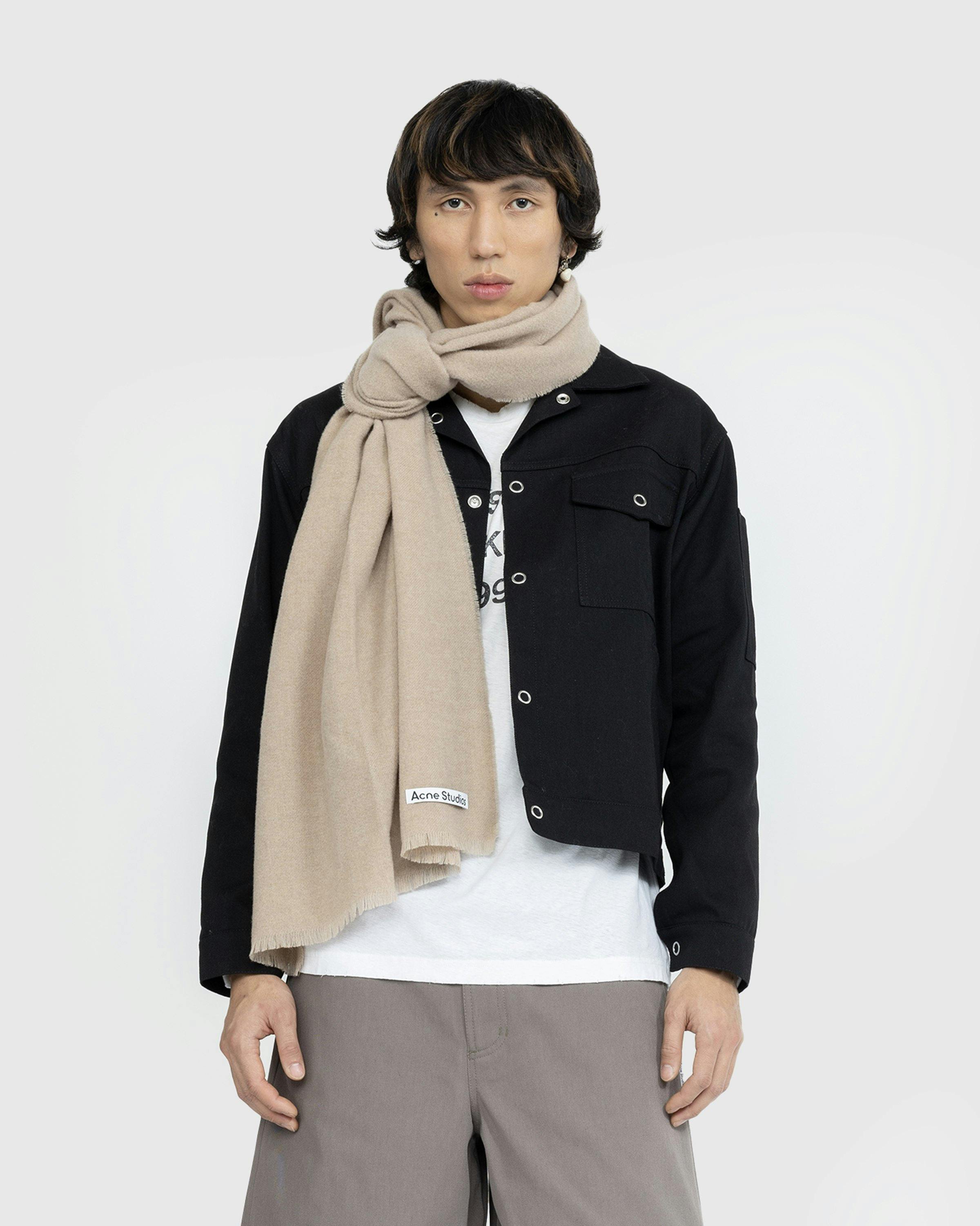 Acne Studios – Wool Fringe Scarf Oversized Oatmeal Melange ...