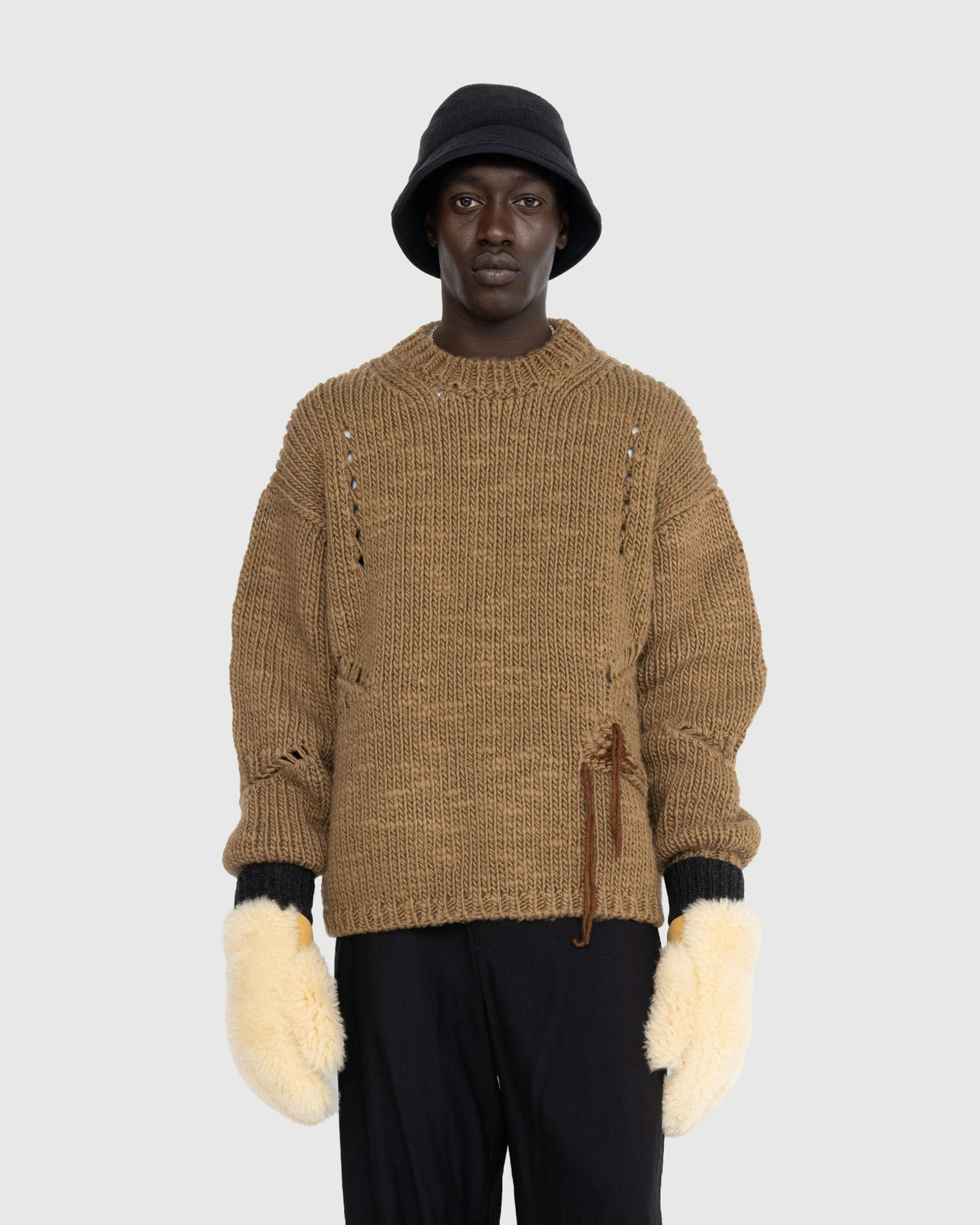 ROA – Wool Knit Polo Light Brown | Highsnobiety Shop