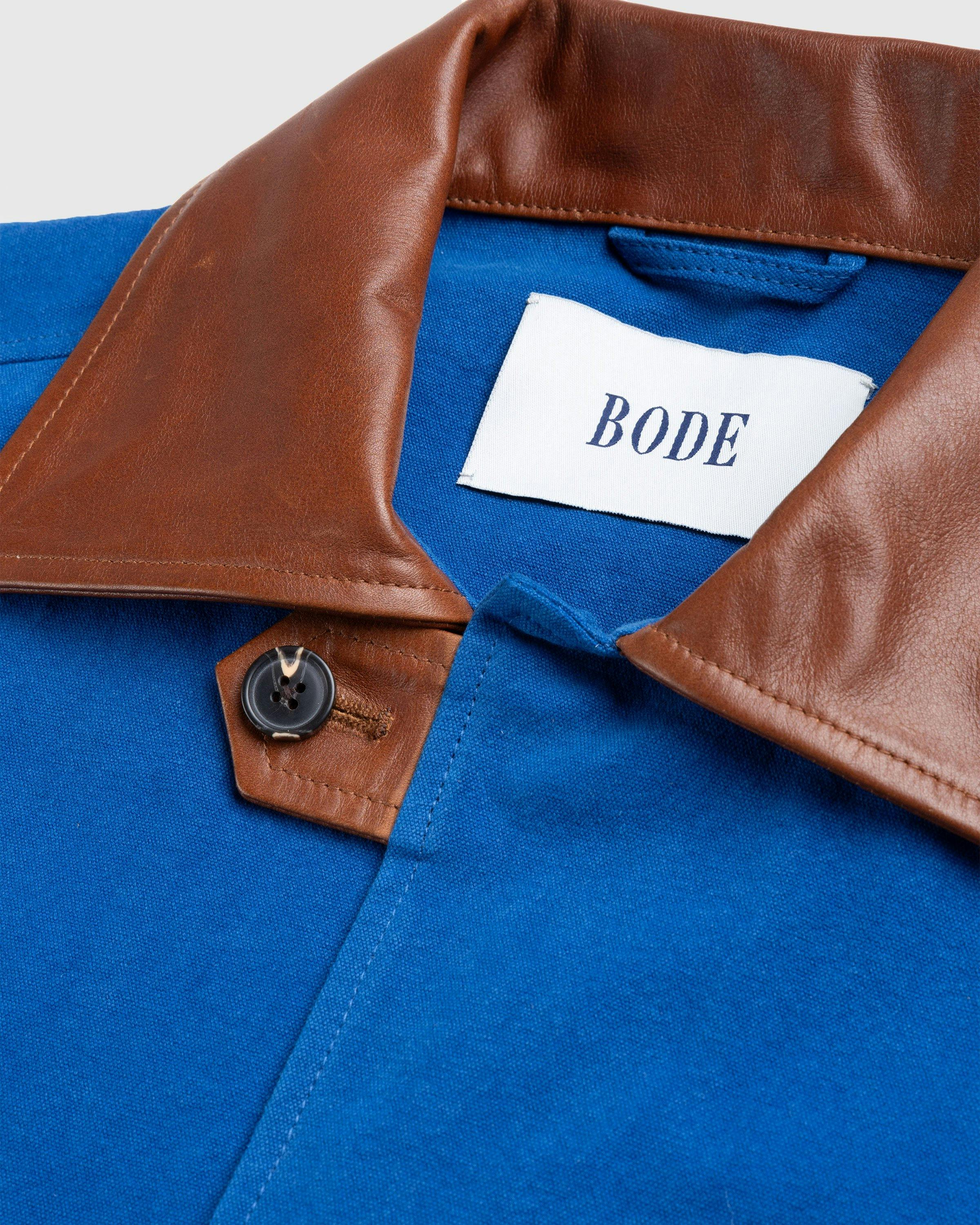 Bode – Leather Tab Jacket Tan/Blue | Highsnobiety Shop