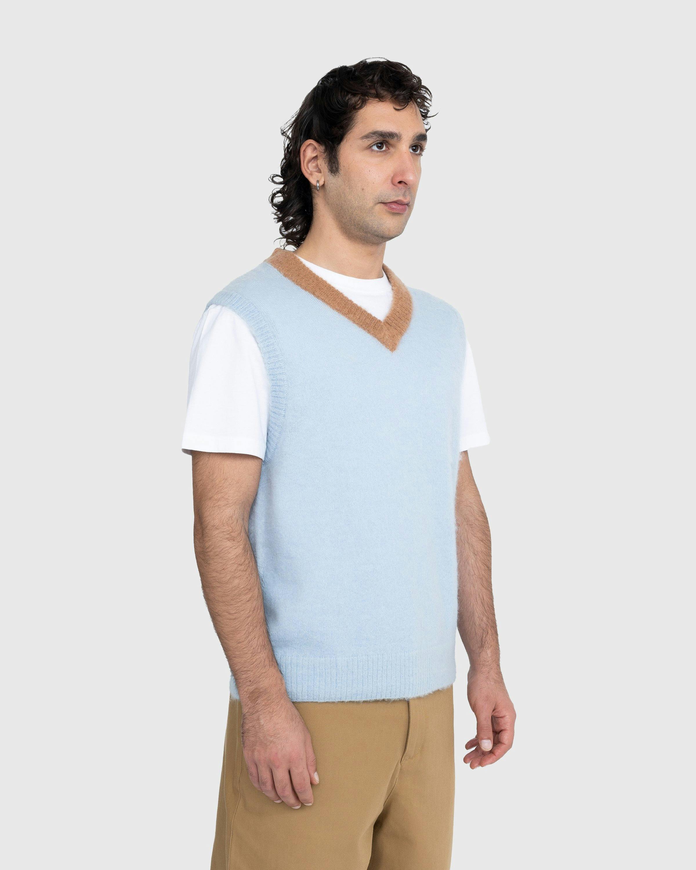 Highsnobiety – Light Alpaca Sweater Vest Light Blue/Brown | Highsnobiety Shop