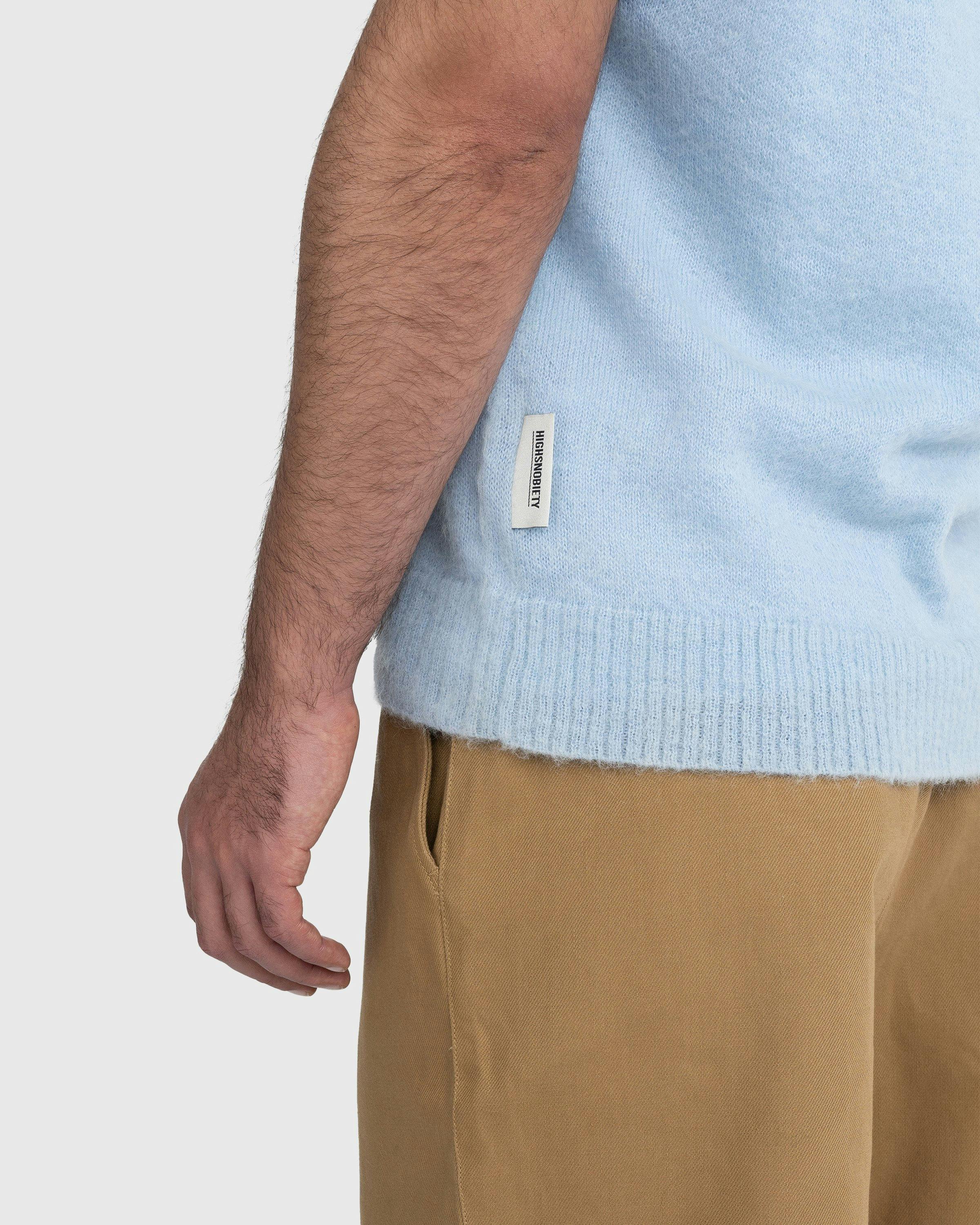 Highsnobiety – Light Alpaca Sweater Vest Light Blue/Brown | Highsnobiety Shop