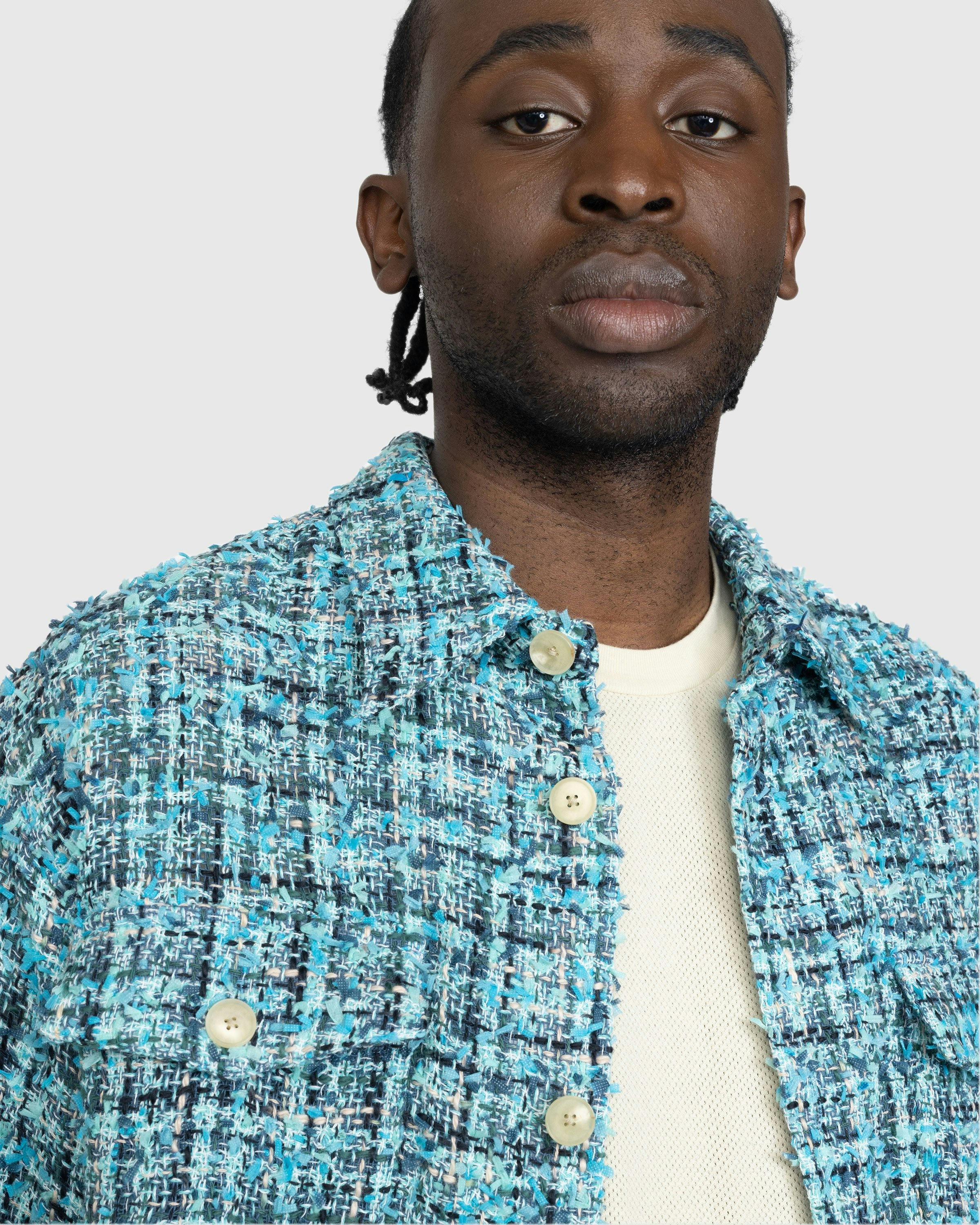 Auralee – Homespun Summer Tweed Shirts Blouson Light Blue/Navy ...