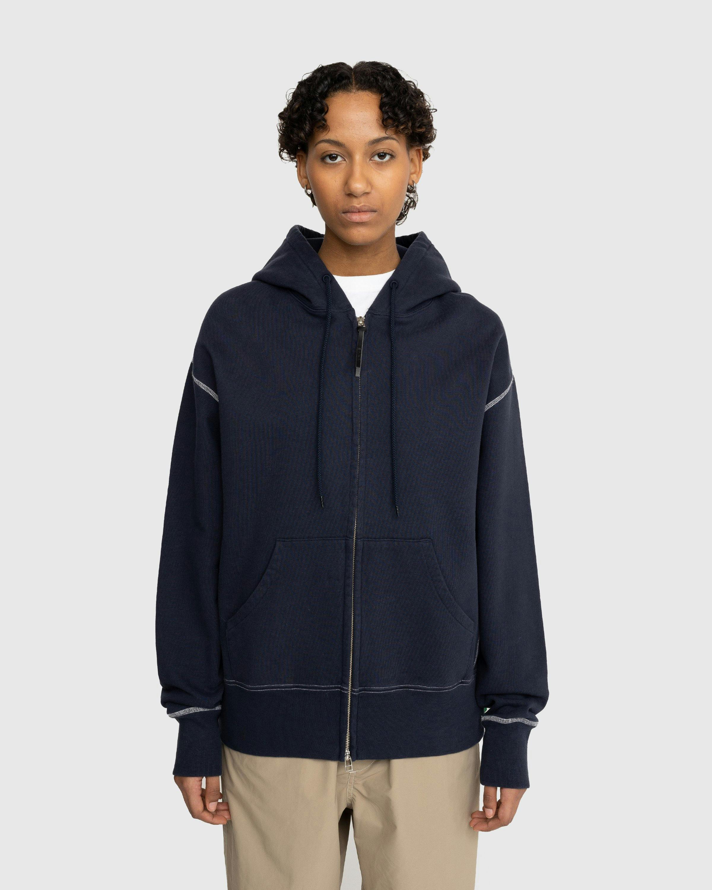 Highsnobiety – Contrast Stitch Zip Fleece Hoodie Navy | Highsnobiety Shop