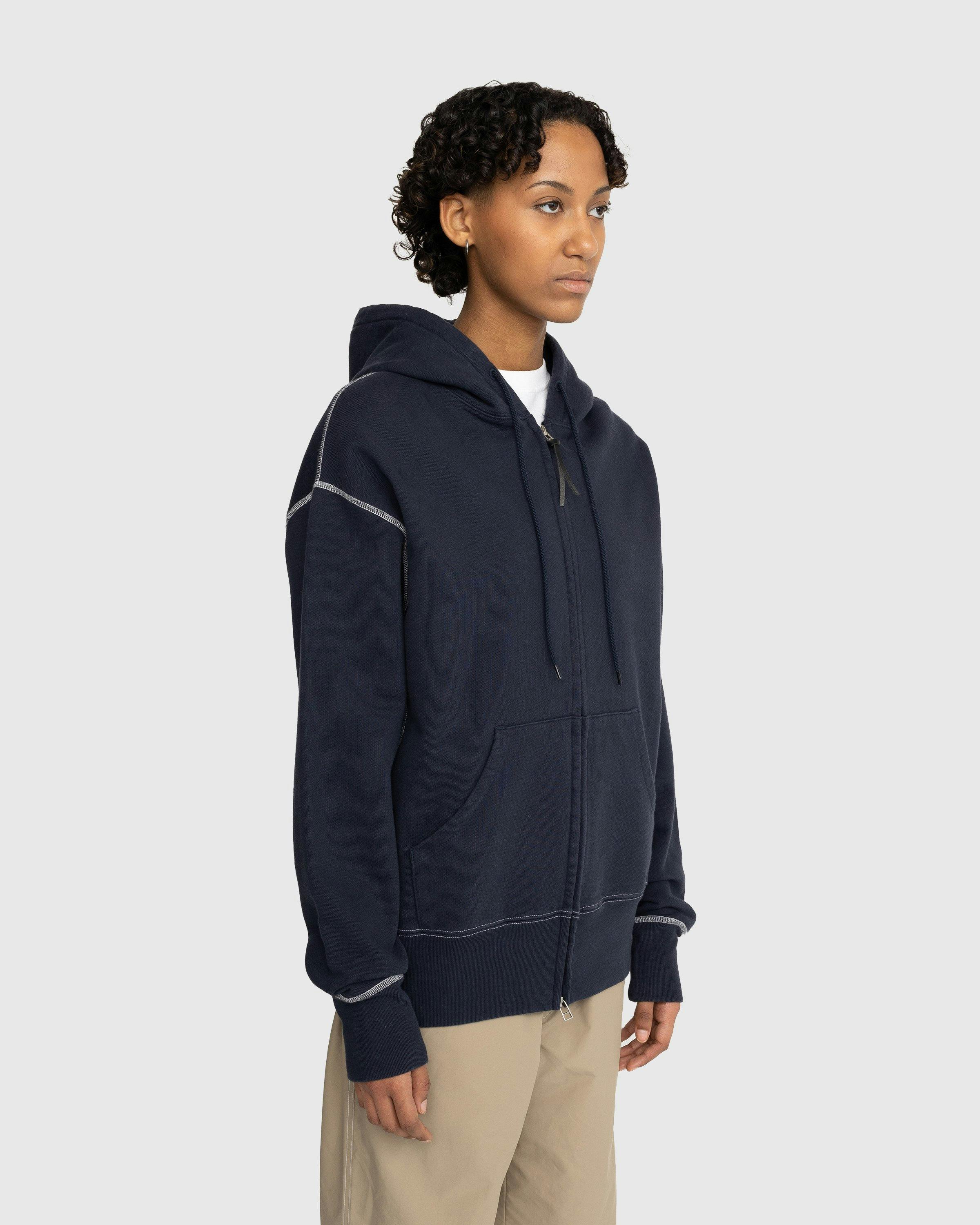 Highsnobiety – Contrast Stitch Zip Fleece Hoodie Navy | Highsnobiety Shop