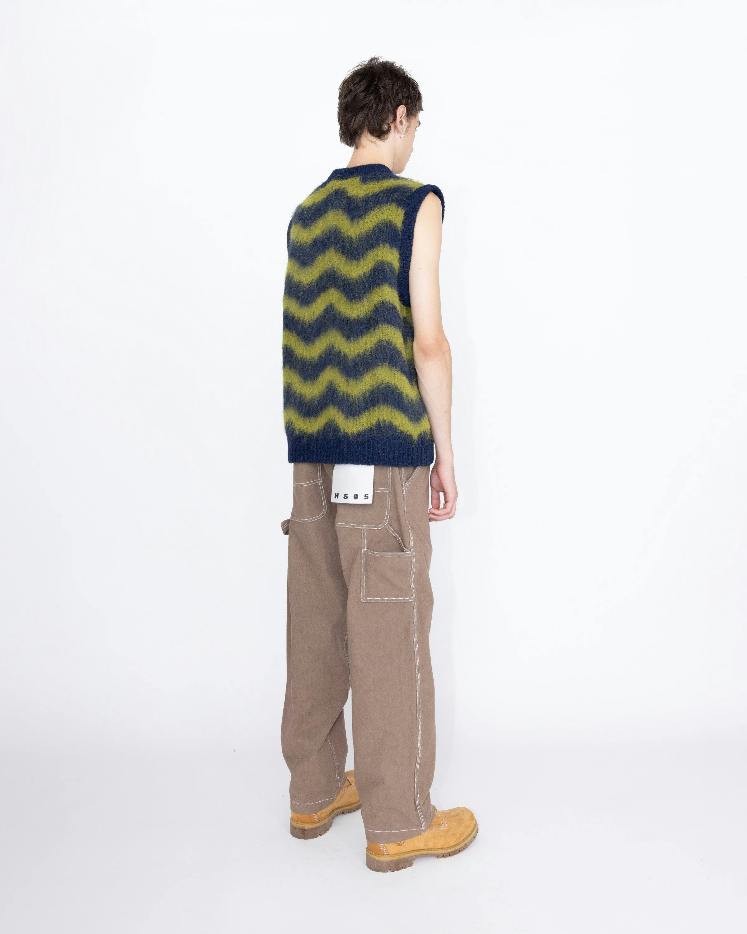 Highsnobiety HS05 – Alpaca Fuzzy Wave Sweater Vest Navy/Olive green ...