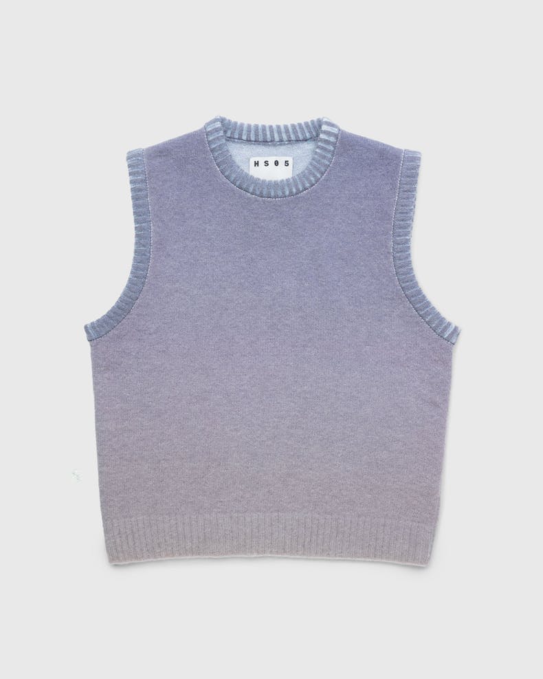 Highsnobiety HS05 – Alpaca Fuzzy Wave Sweater Vest Navy/Olive green ...