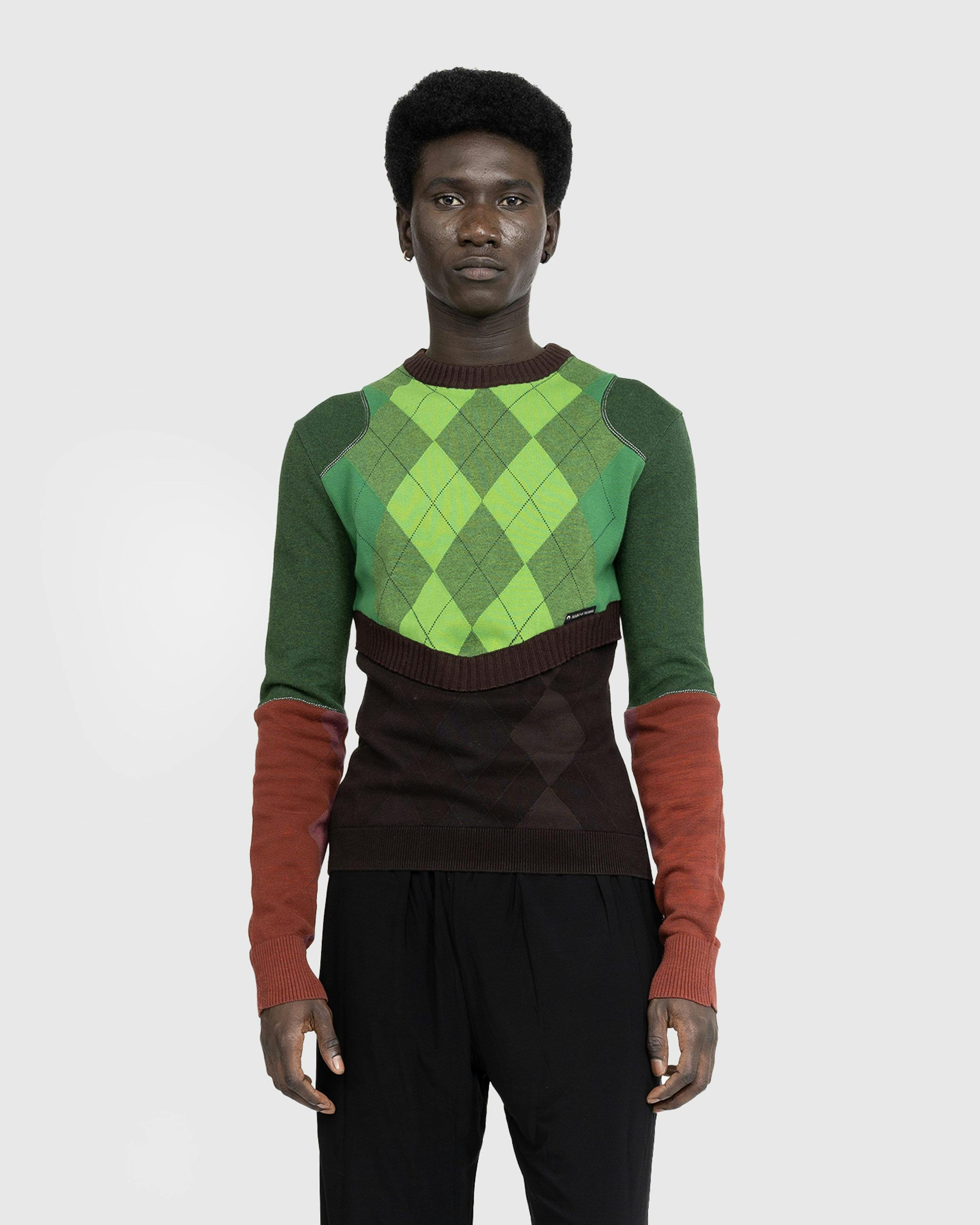 Marine Serre – Regenerated Lozenge Knit Crewneck Pullover Multi ...