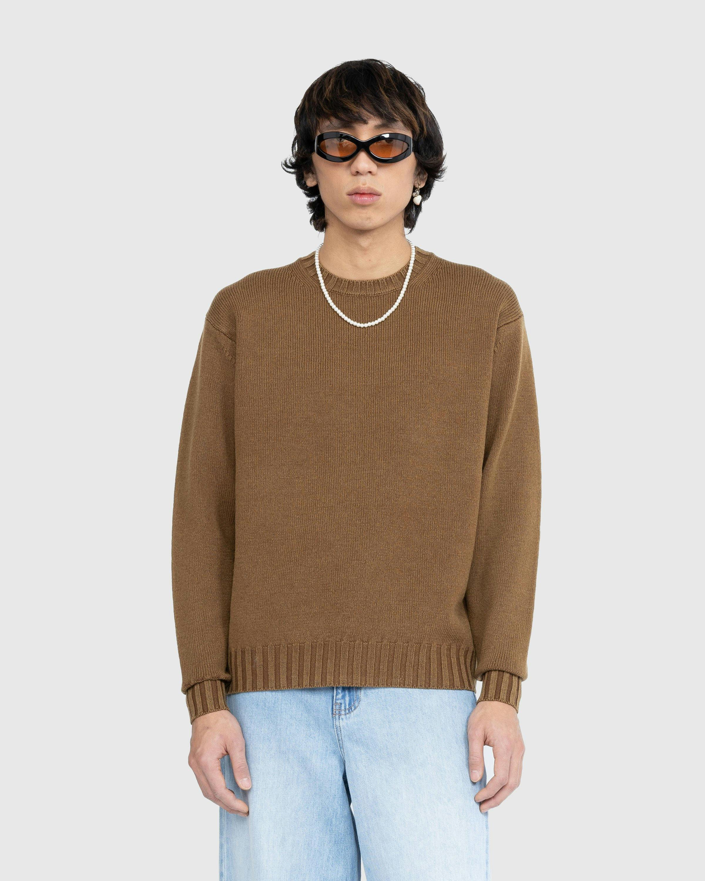 Auralee – Washed French Merino Knit Crewneck Brown | Highsnobiety Shop