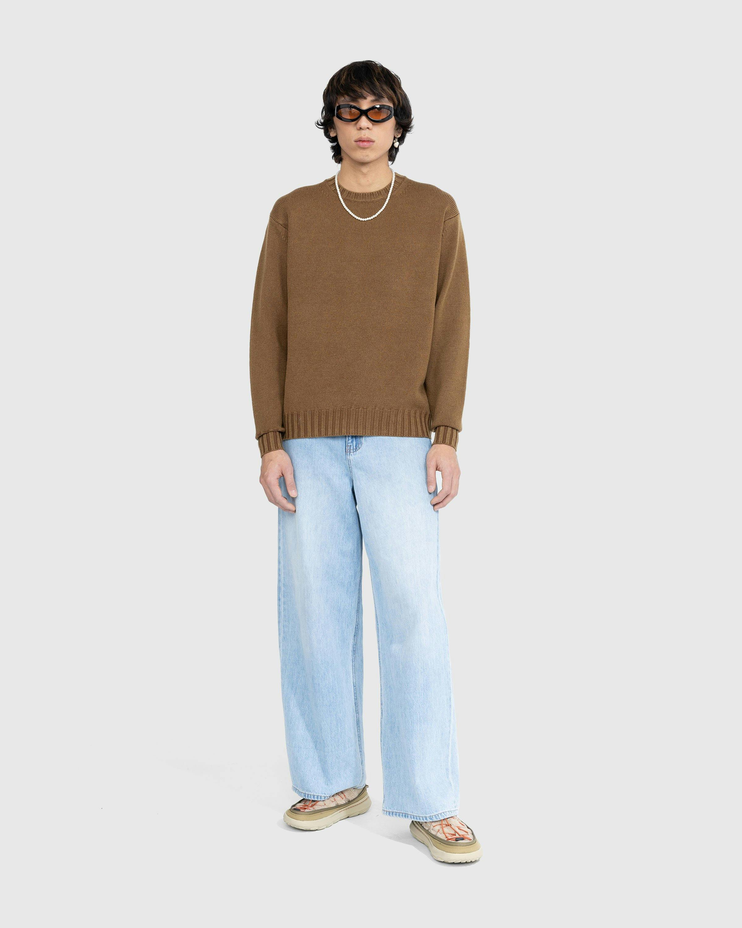 Auralee – Washed French Merino Knit Crewneck Brown | Highsnobiety Shop