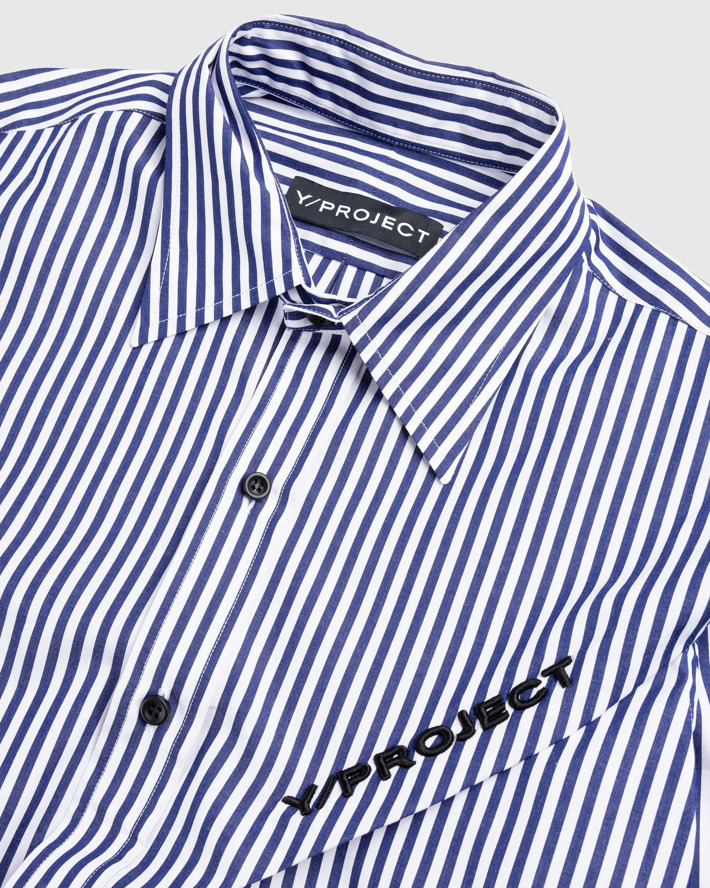 Y/Project – Pinched Logo Stripe Shirt Navy/White | Highsnobiety Shop