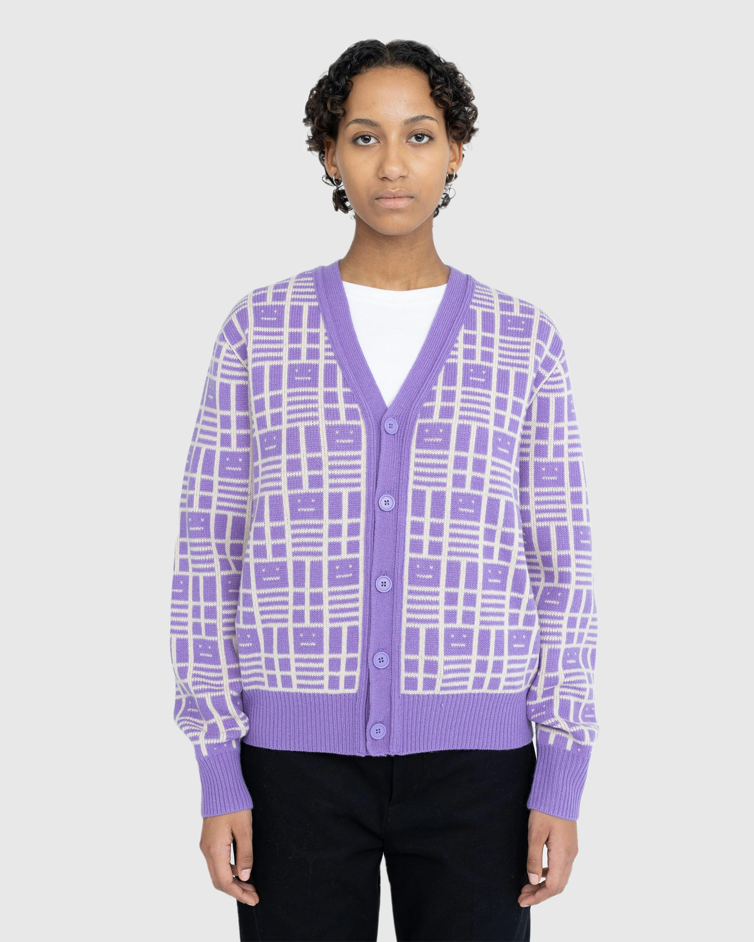 Acne Studios – Face Checkerboard Cardigan Purple | Highsnobiety Shop