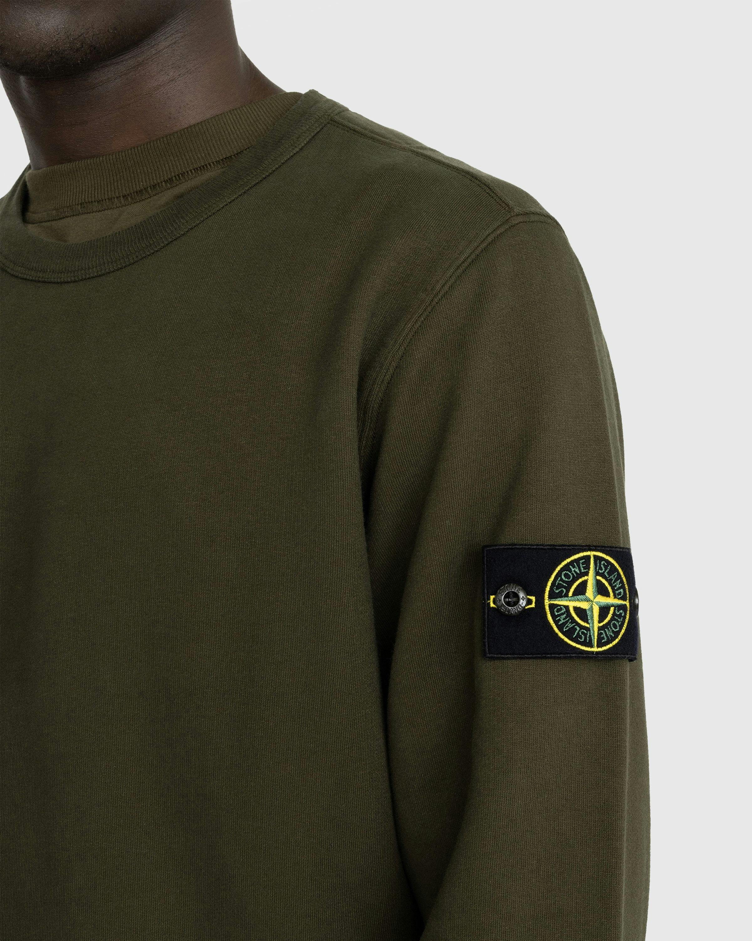Stone Island – Garment-Dyed Brushed Fleece Crewneck Olive ...