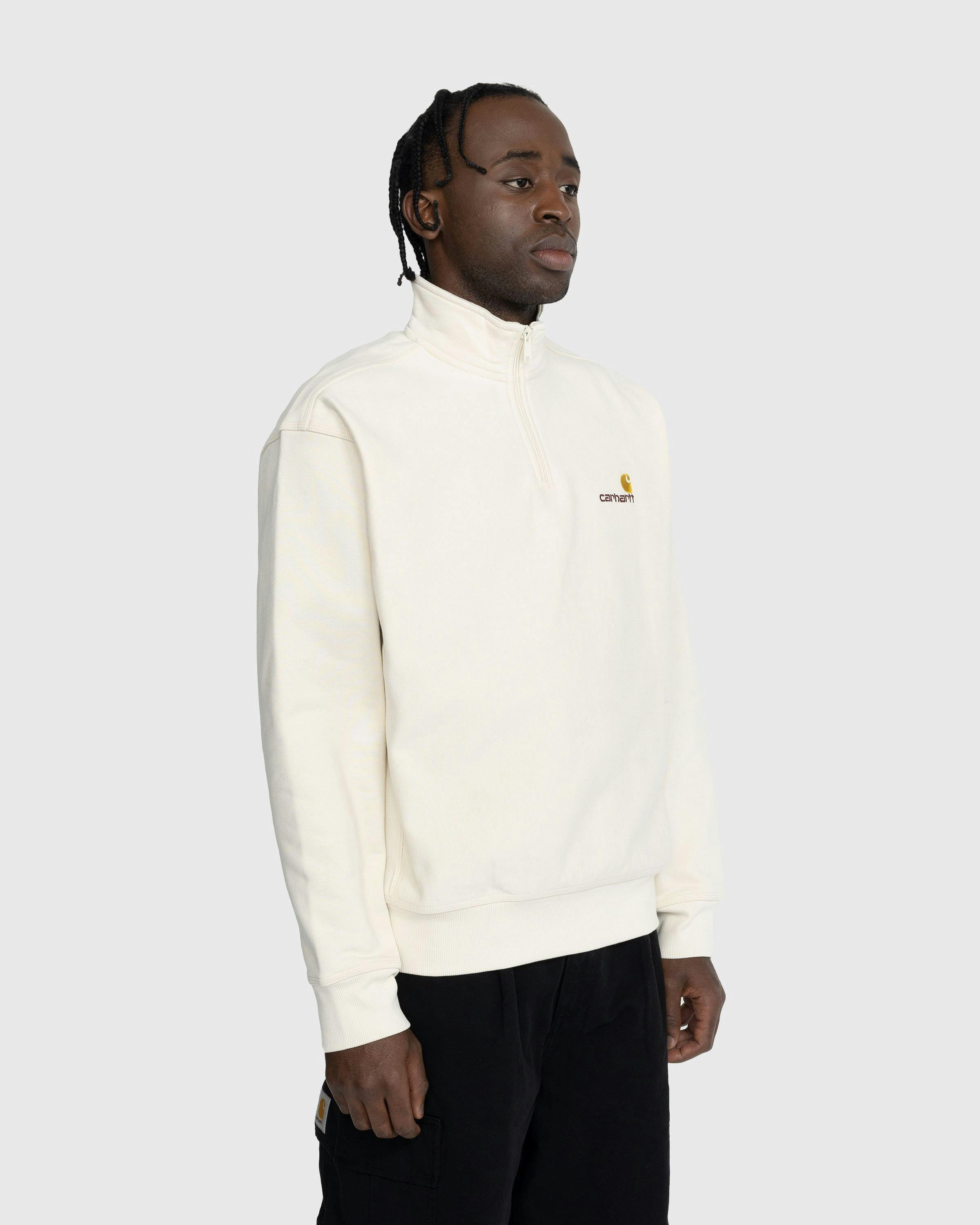 Carhartt WIP – Half Zip American Script Sweatshirt Natural ...