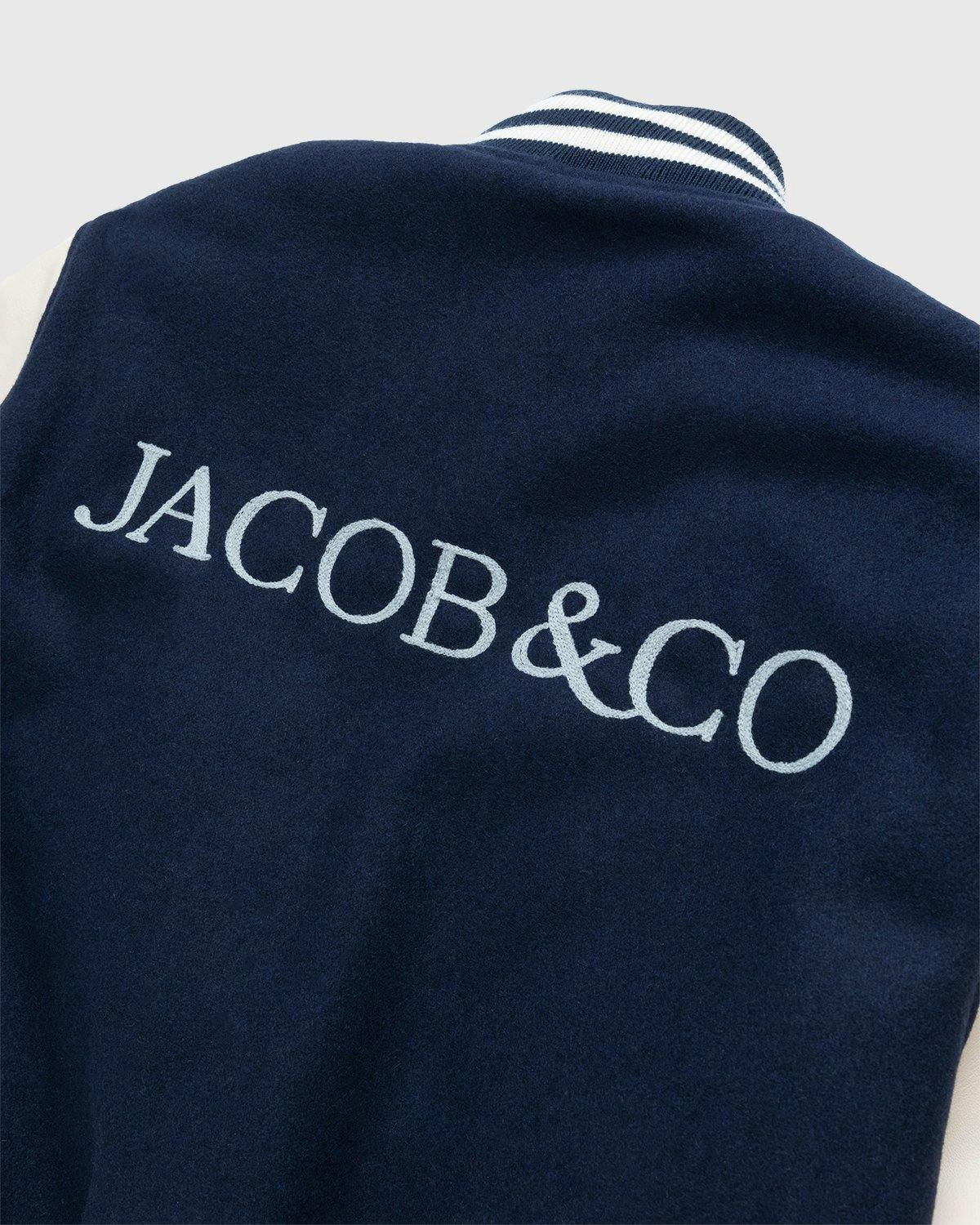Jacob & Co. x Highsnobiety – Logo Varsity Jacket Navy Creme ...