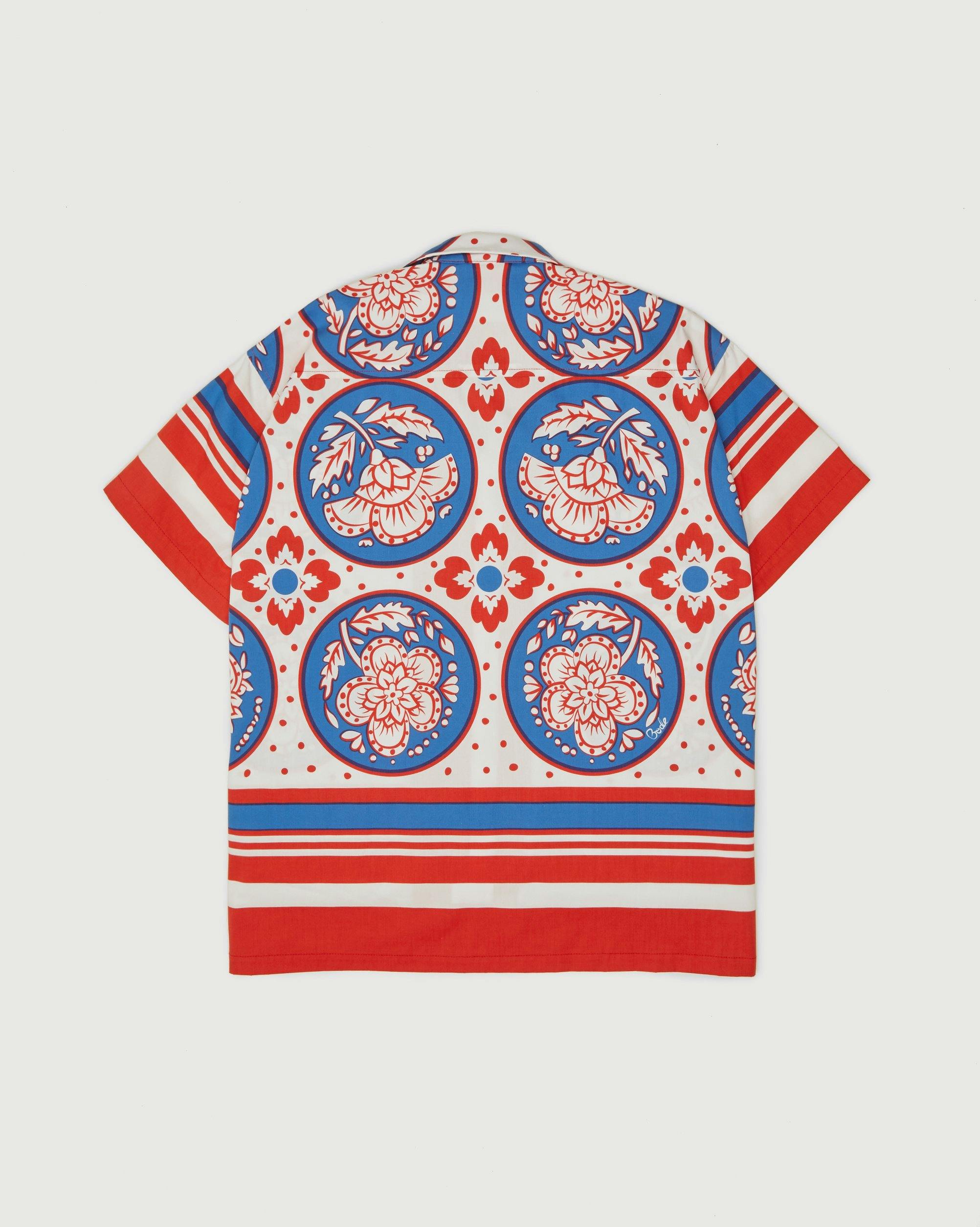 Bode – Oversized Block Print Shirt Blue Red | Highsnobiety Shop
