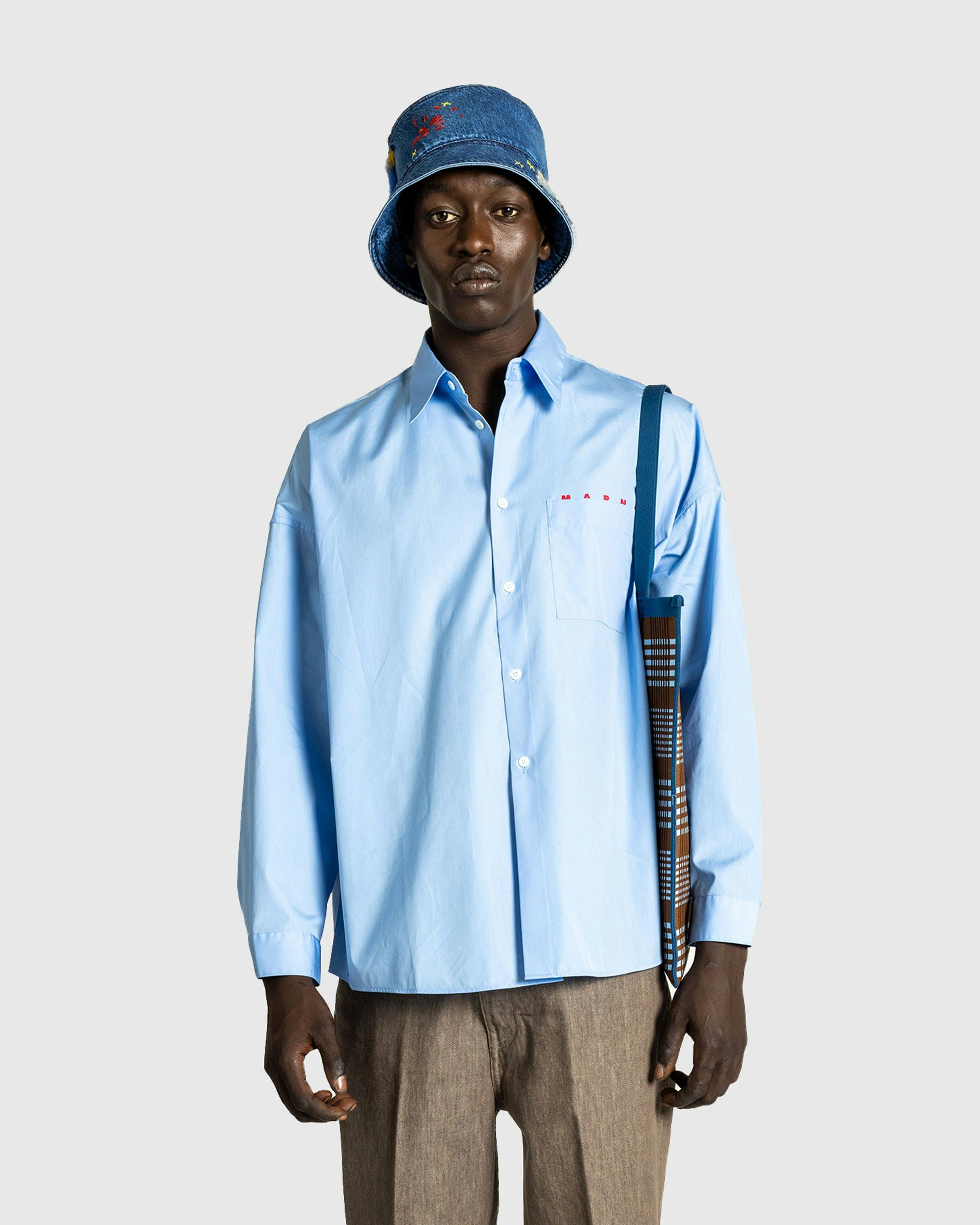 Marni – Woven Button-Down Shirt Iris Blue | Highsnobiety Shop