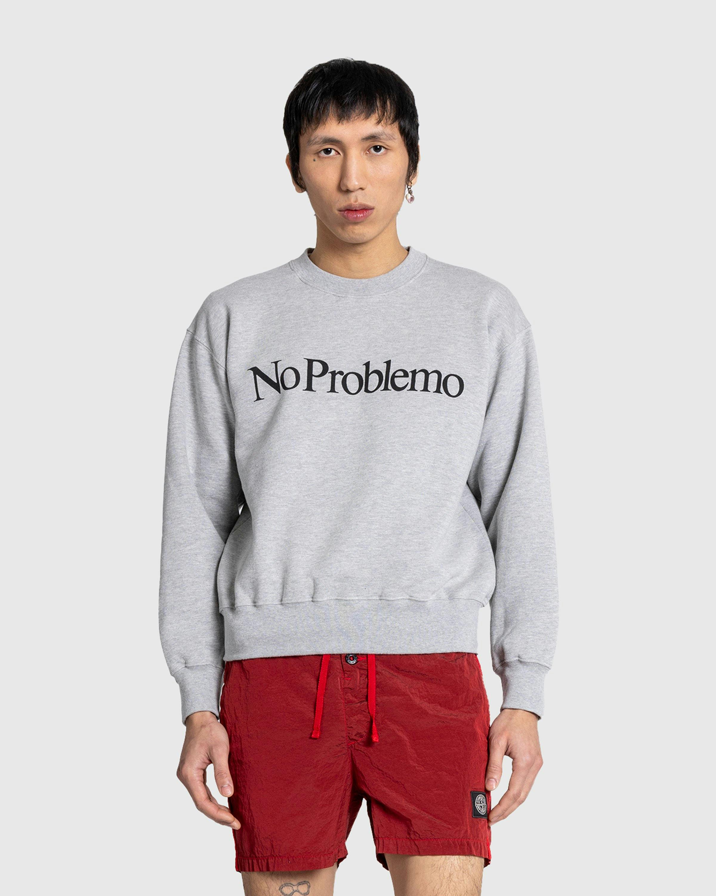 Aries – No Problemo Sweatshirt Grey Marl | Highsnobiety Shop