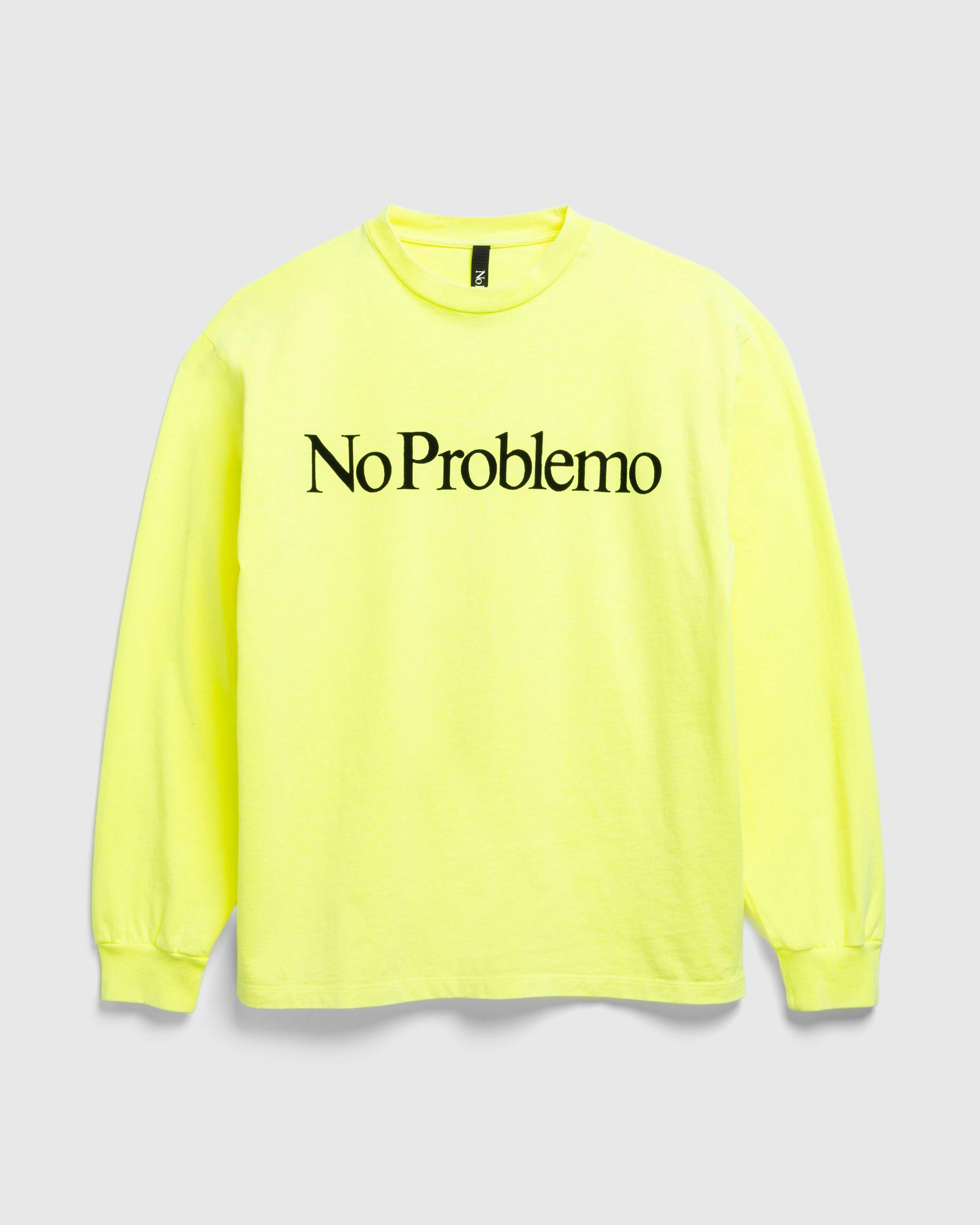 Aries – No Problemo LS Tee Fluoro Yellow | Highsnobiety Shop