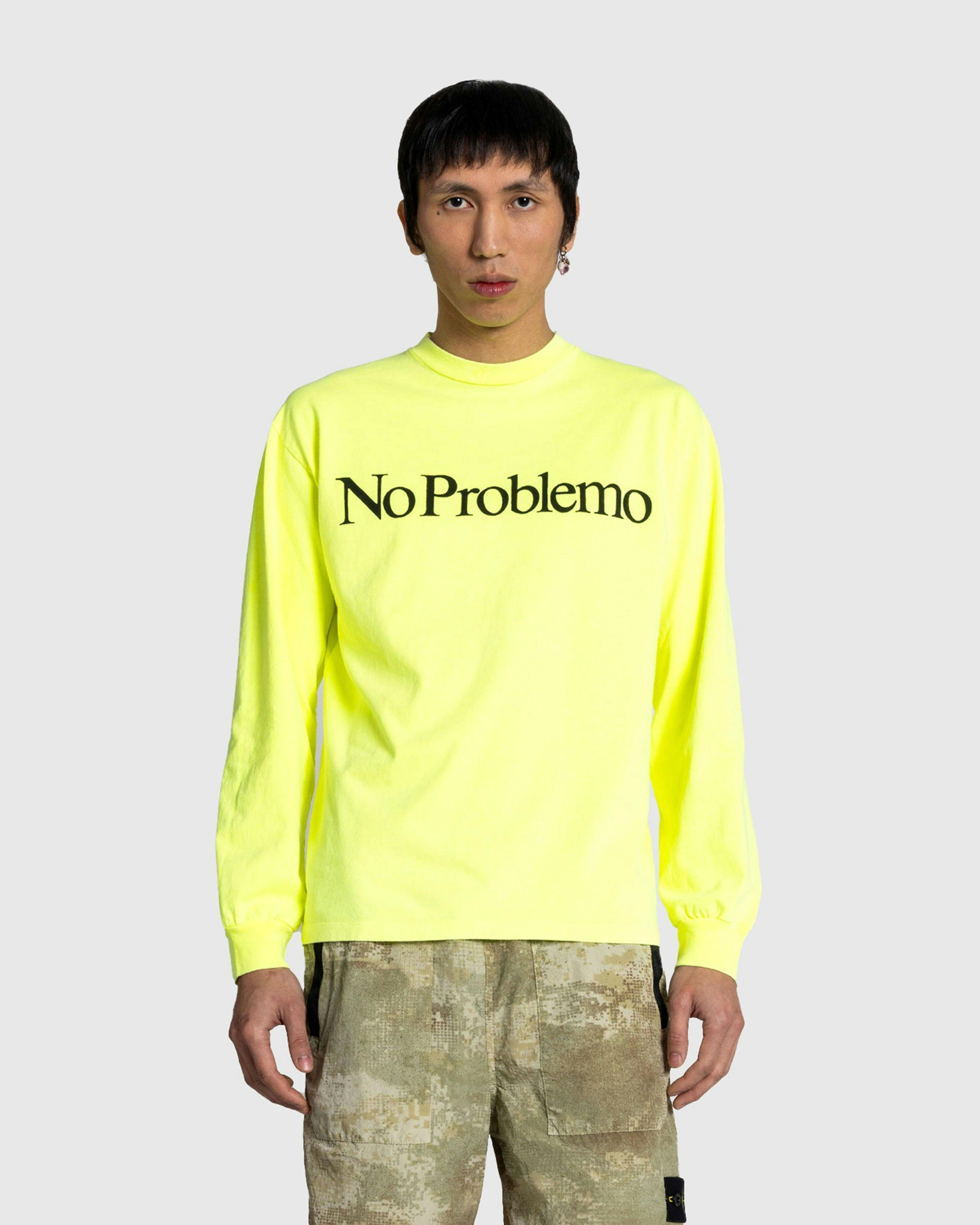 Aries – No Problemo LS Tee Fluoro Yellow | Highsnobiety Shop