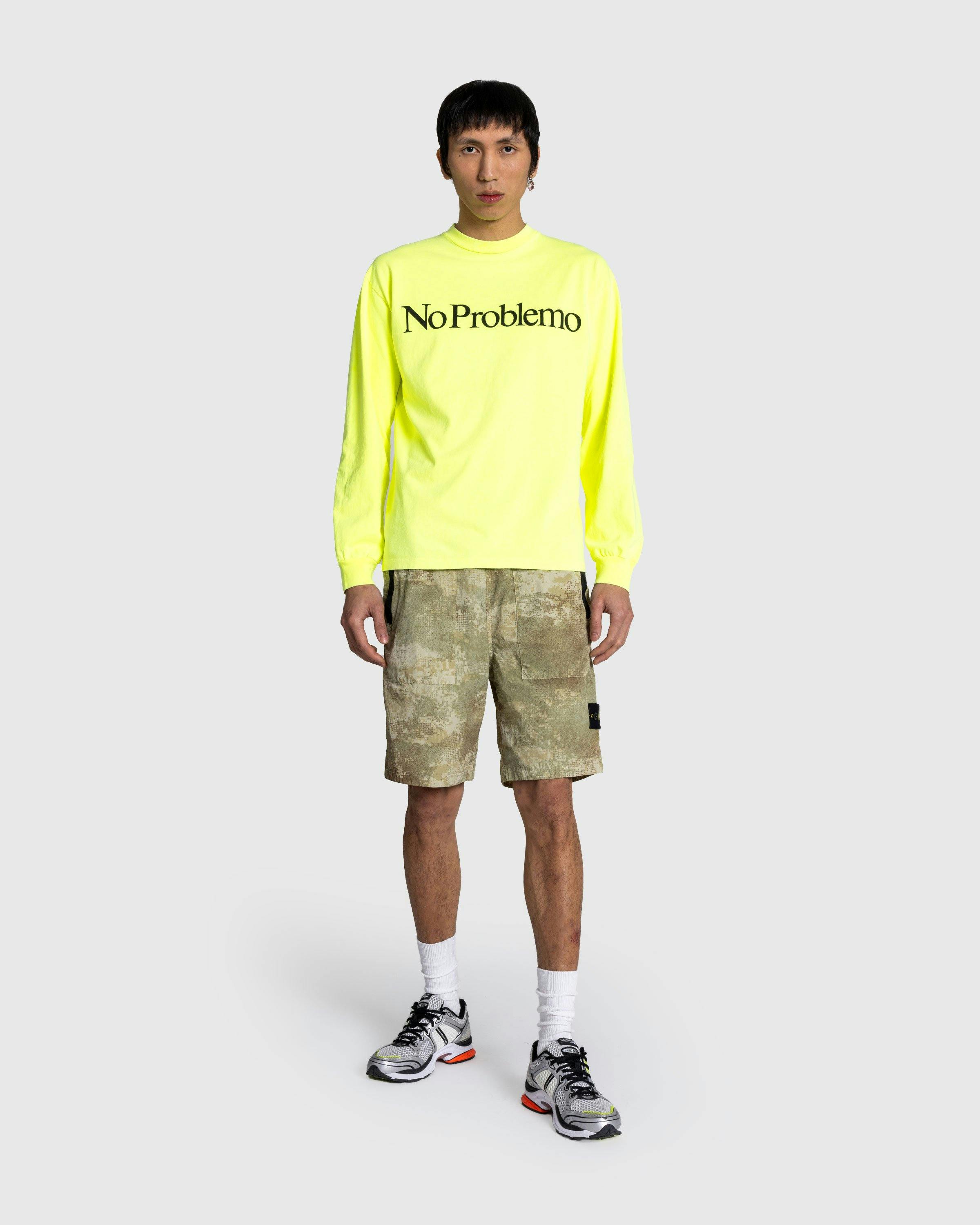 Aries – No Problemo LS Tee Fluoro Yellow | Highsnobiety Shop