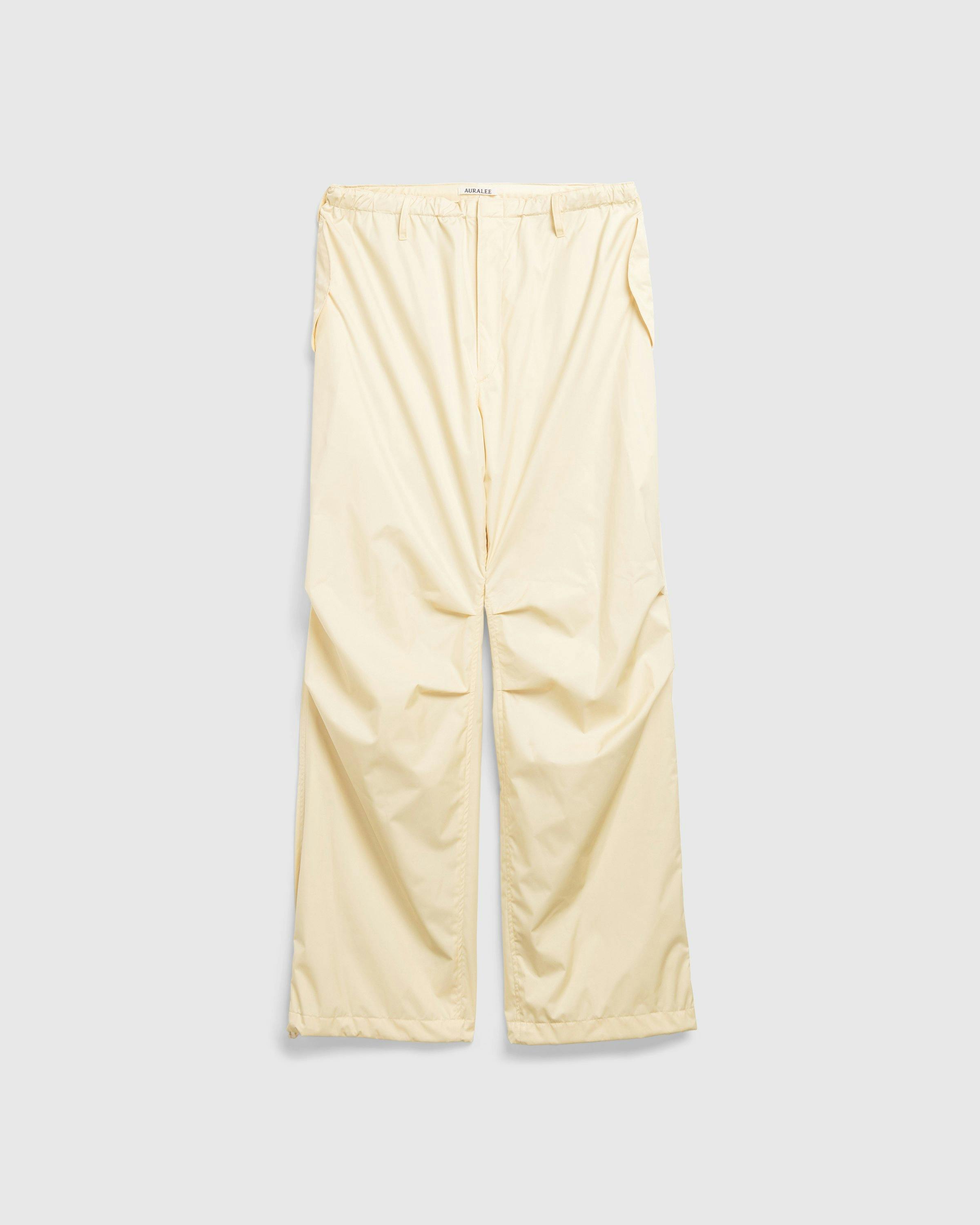 Auralee – Hard Twist Polyester Satin Laminate Field Pants Light Beige ...