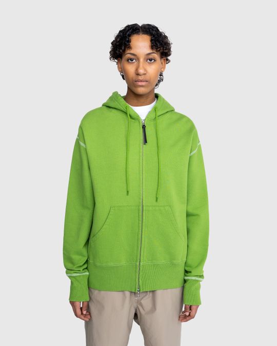 Highsnobiety – Contrast Stitch Zip Fleece Hoodie Green | Highsnobiety Shop