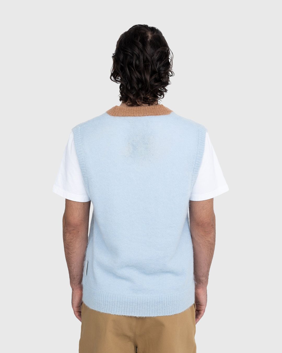 Highsnobiety – Light Alpaca Sweater Vest Light Blue/Brown | Highsnobiety Shop