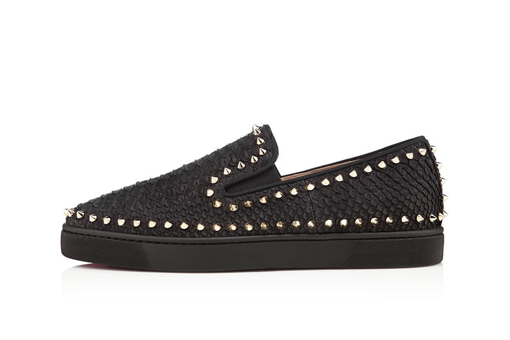 Christian Louboutin Pik Boat Studded Python Sneakers - Highsnobiety
