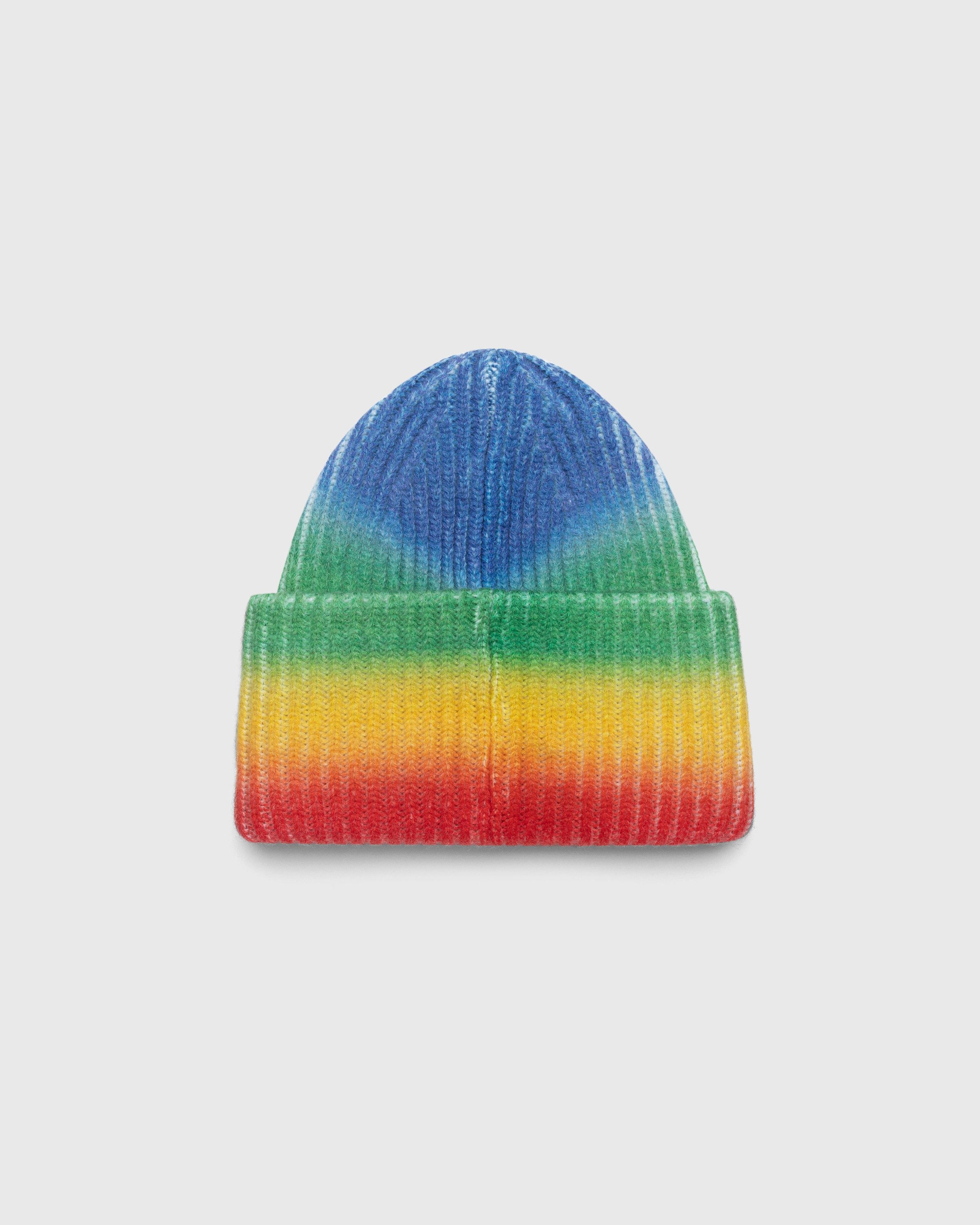 Acne Studios – Knit Face Patch Beanie Coral Red/Green | Highsnobiety Shop
