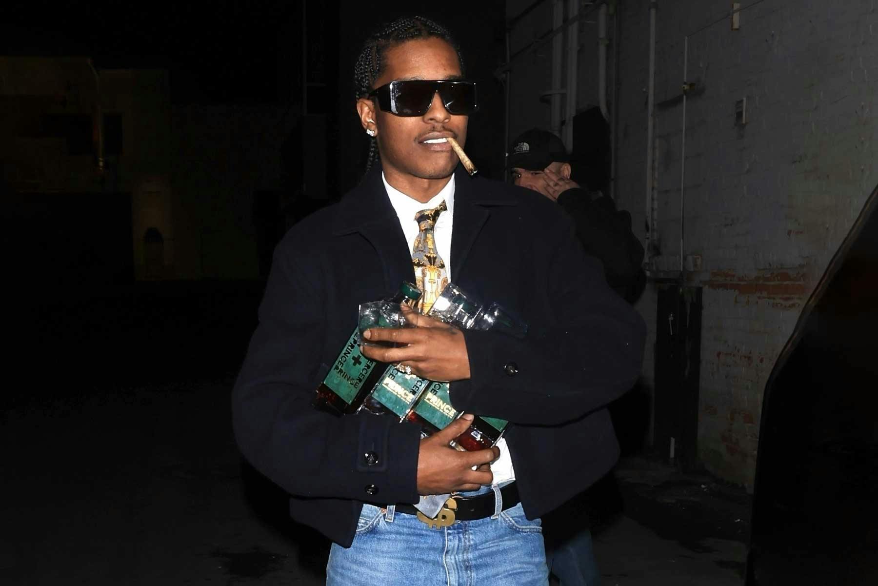 A$AP Rocky Goes Full Dadcore, Giant Belt Buckle Included