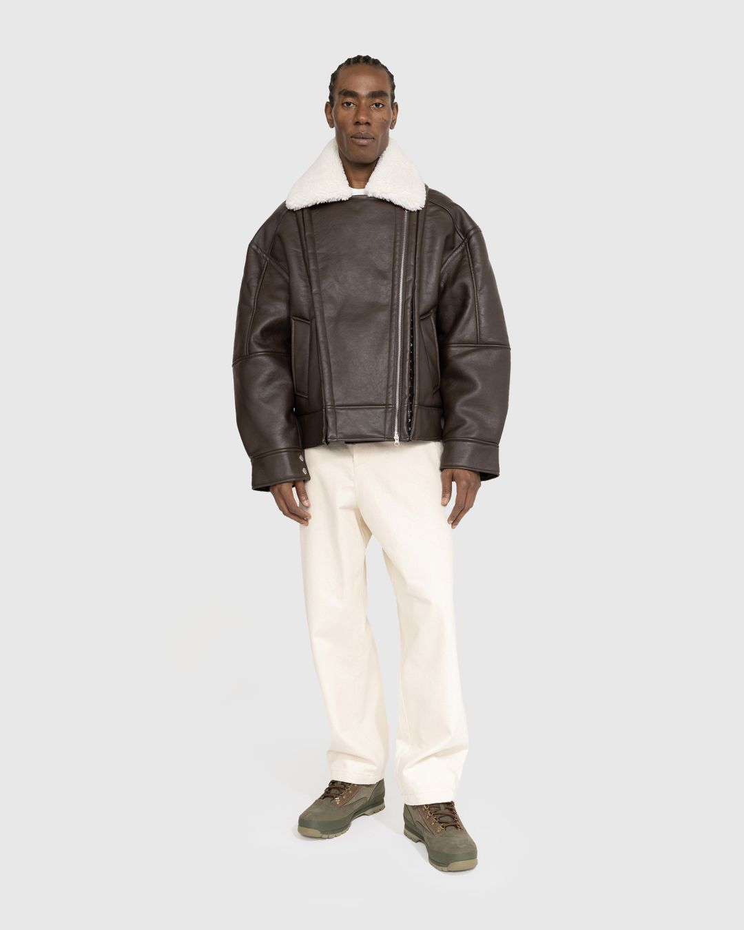 Y/Project – Hook and Eye Shearling Jacket Dark Brown/Off White ...