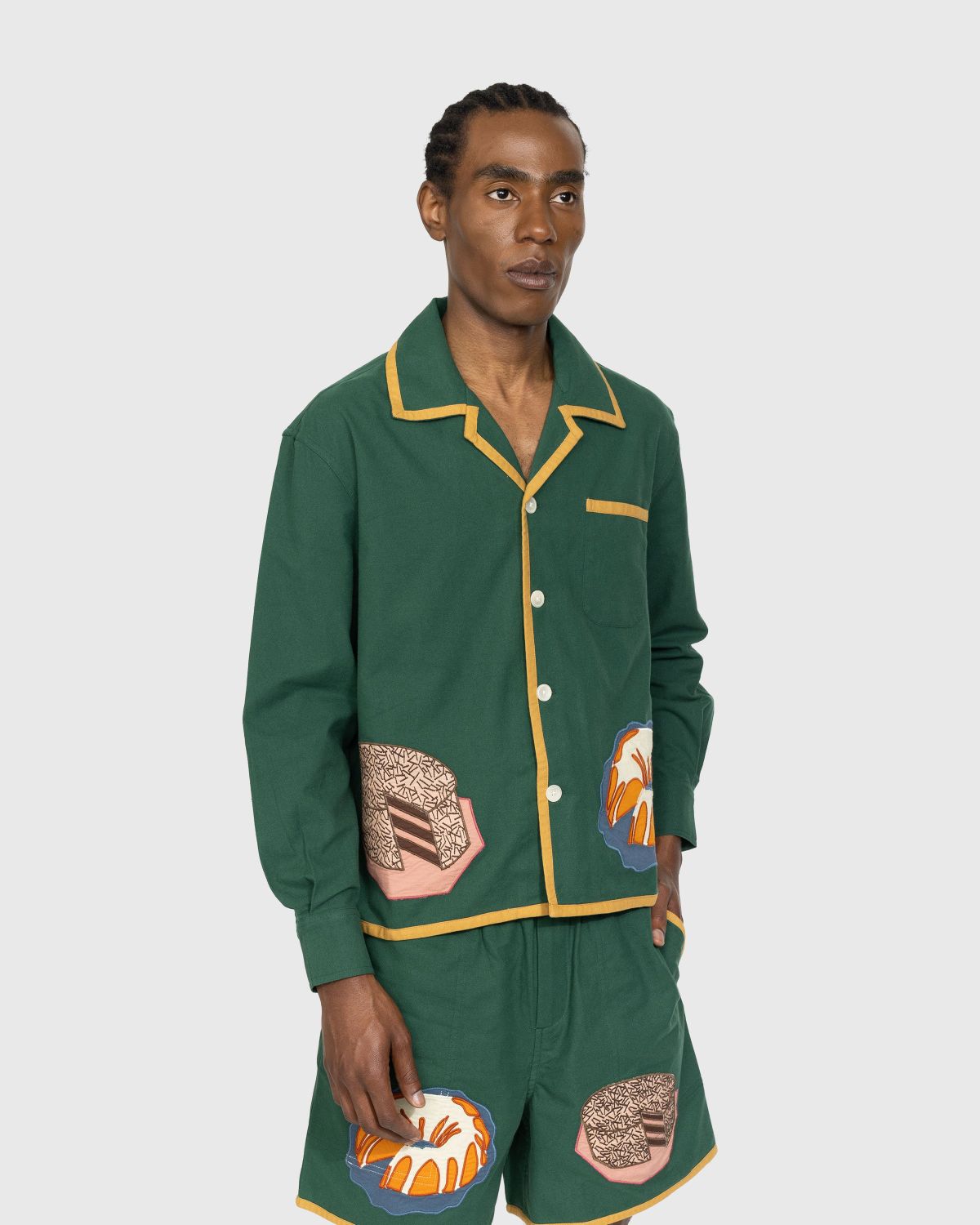 Bode – Dessert Applique Longsleeve Shirt Green | Highsnobiety Shop