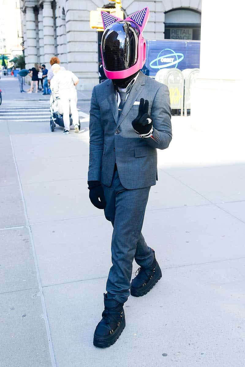 Lil Uzi Vert's Daft Punk Helmet With Cat Ears & Thom Browne Suit
