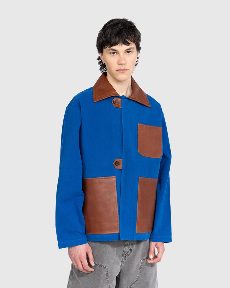 Bode – Leather Tab Jacket Tan/Blue | Highsnobiety Shop