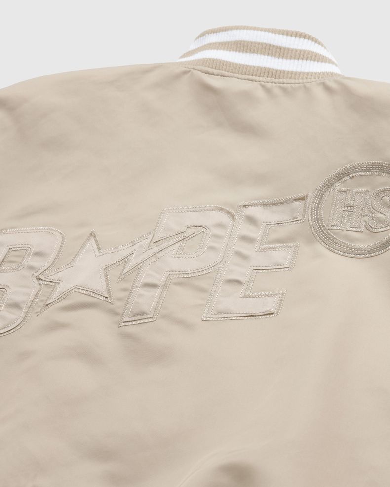 BAPE x Highsnobiety – Varsity Jacket Beige | Highsnobiety Shop