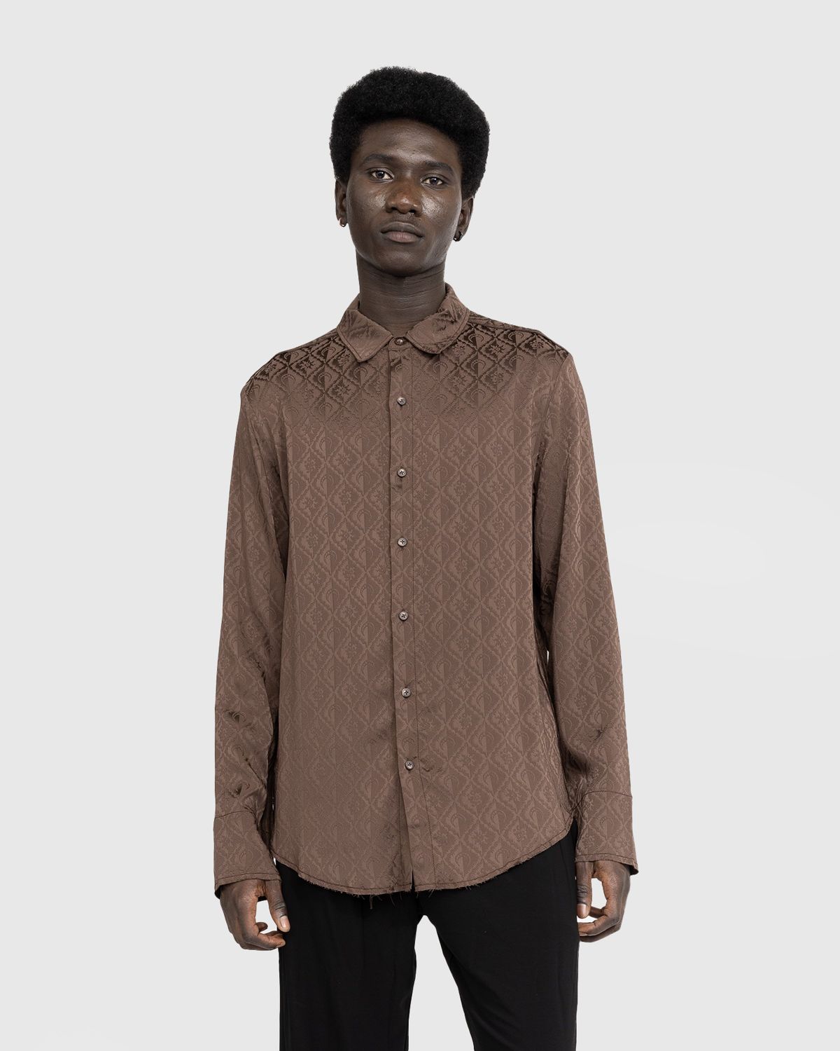 Marine Serre – Moon Diamant Satin Jacquard Blouse Brown | Highsnobiety Shop