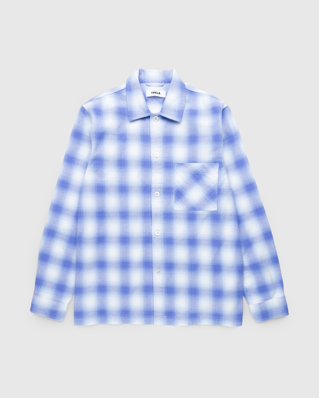 Tekla – Flannel Pyjamas Shirt Light Blue Plaid | Highsnobiety Shop