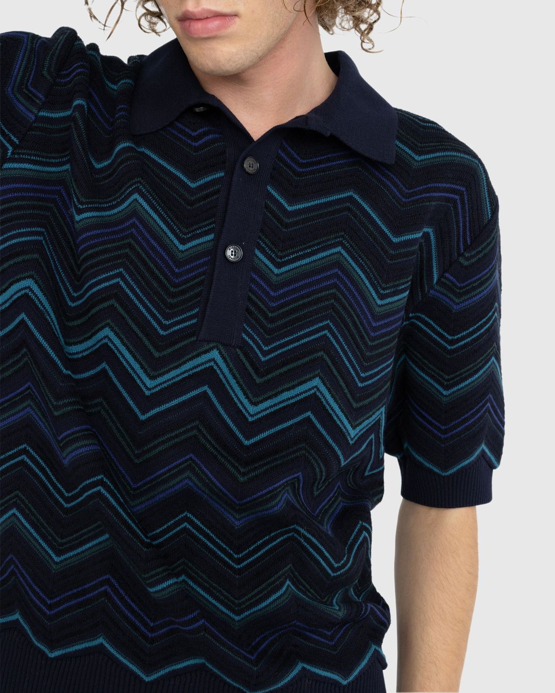 Missoni – Zig Zag Polo Shirt Blue/Green/Coal | Highsnobiety Shop