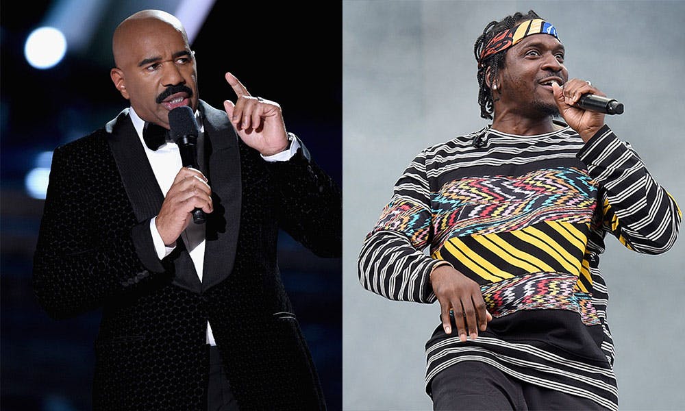 Steve Harvey Disses Pusha-T in 'Family Feud' Freestyle