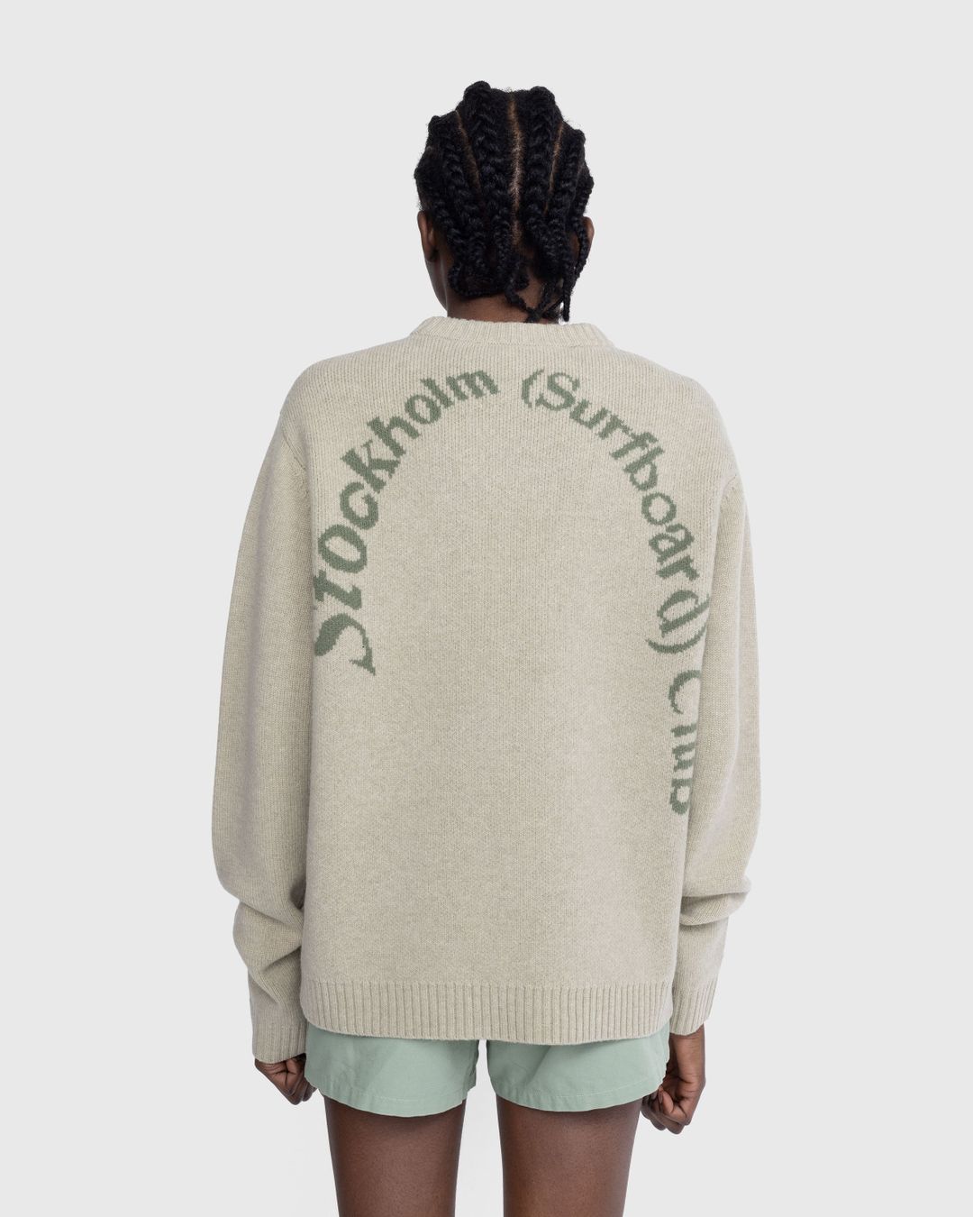 Stockholm Surfboard Club – Knit Wool Crewneck Sweater Sage ...