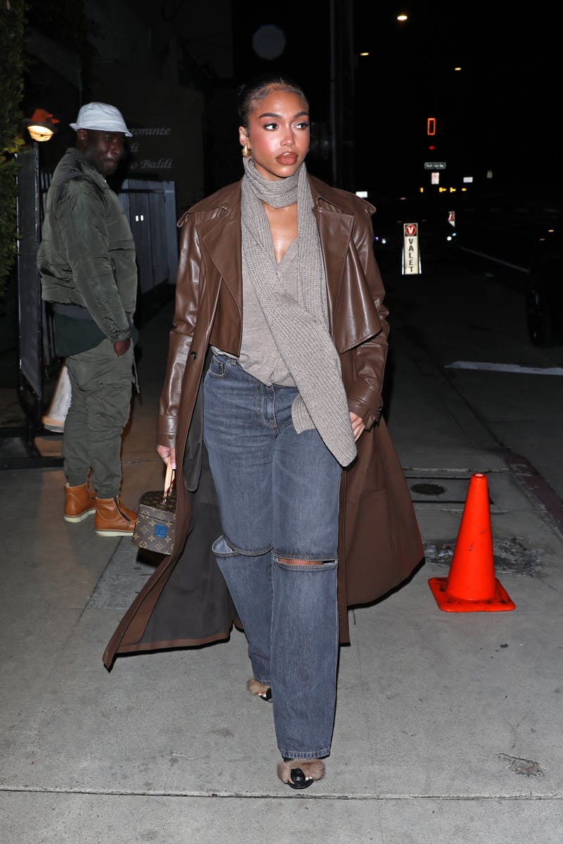 Lori Harvey's Leather Trench Look Literally Turned Heads