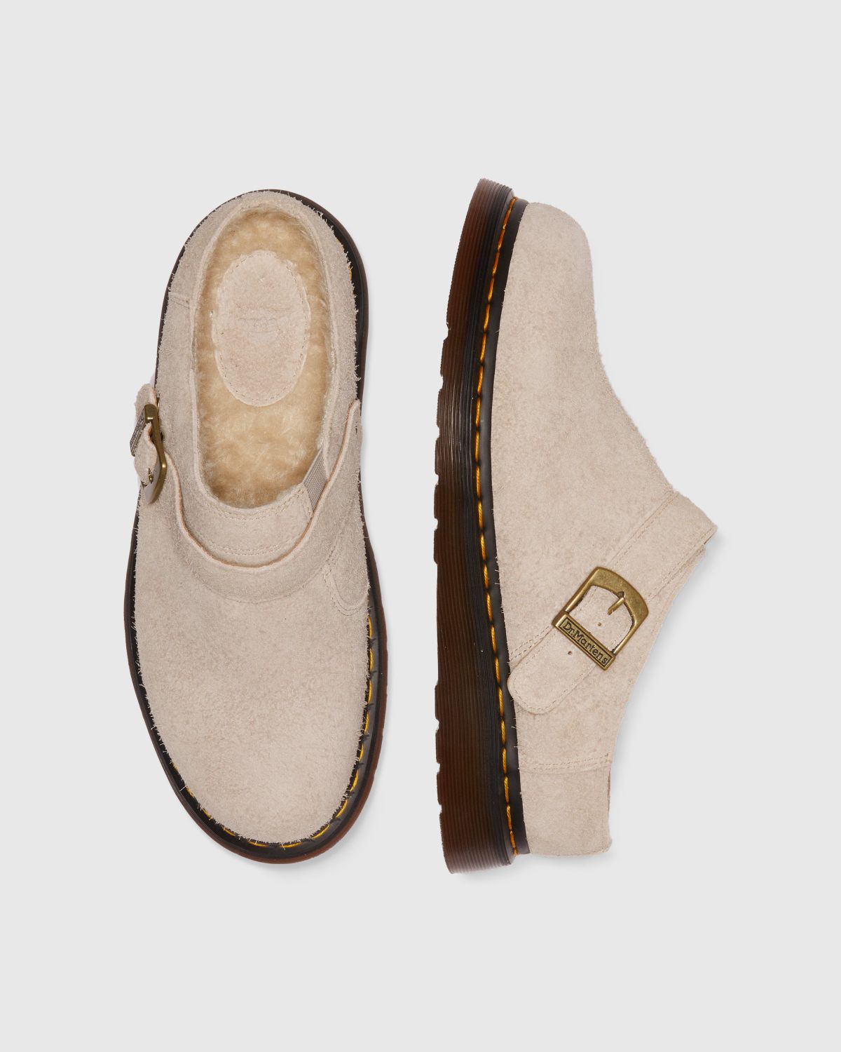 Dr. Martens – Isham Vintage Taupe Long Napped Suede | Highsnobiety Shop