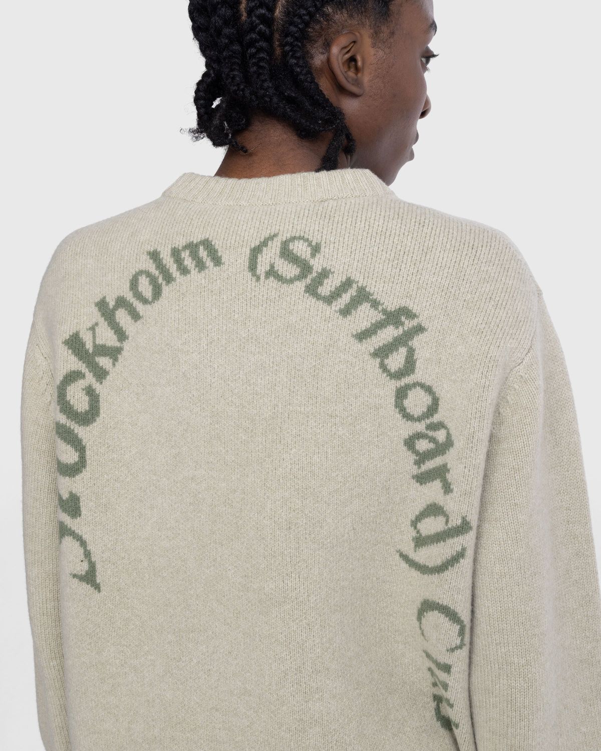 Stockholm Surfboard Club – Knit Wool Crewneck Sweater Sage ...