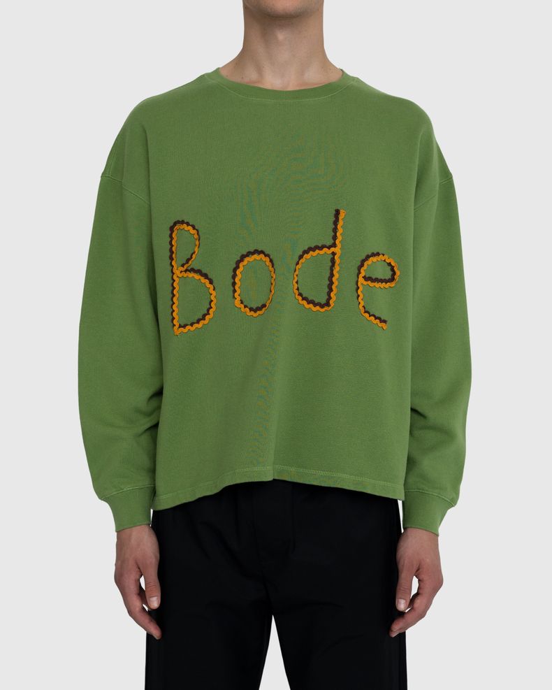 bode – Rickrack Logo Crewneck Green | Highsnobiety Shop