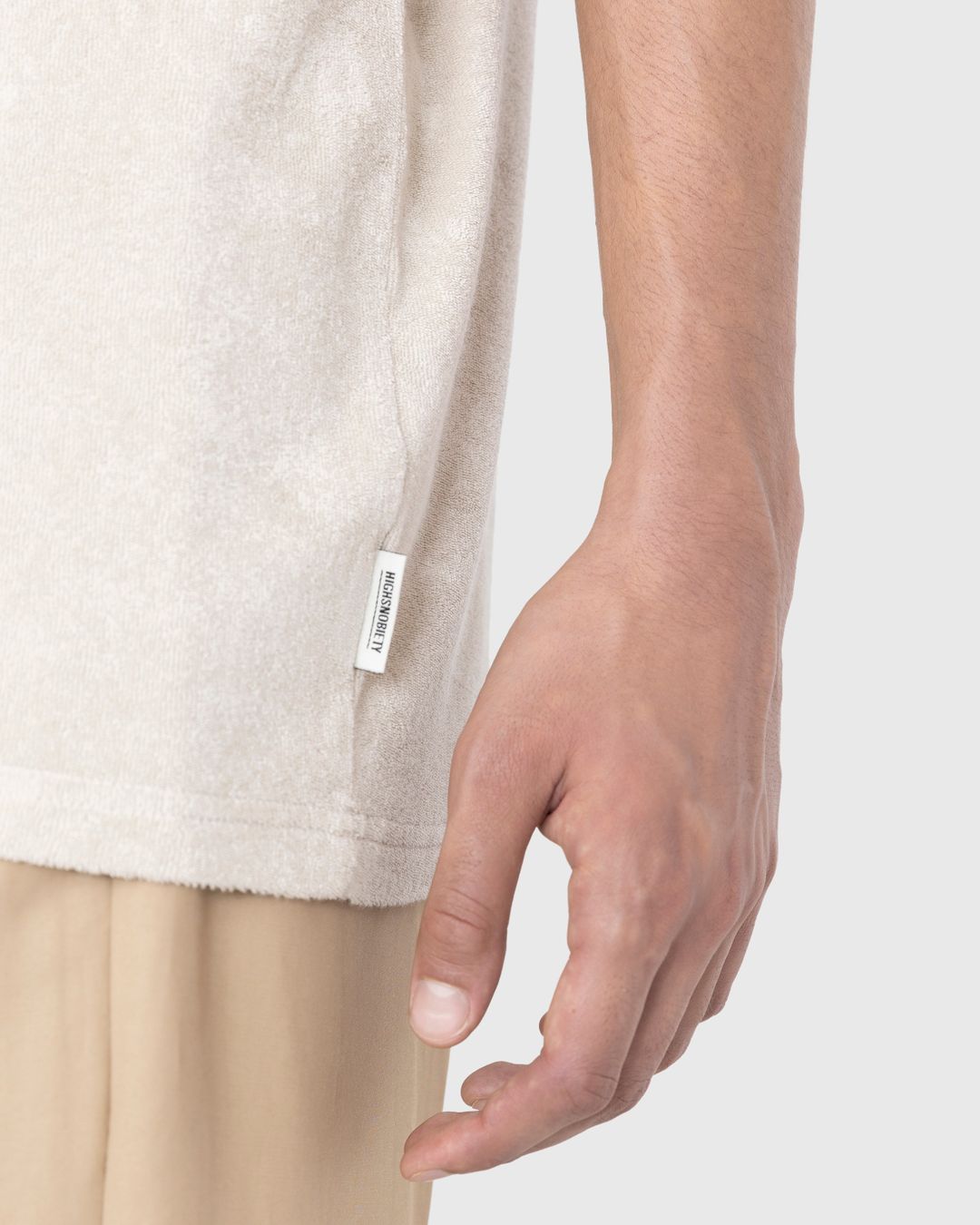 Highsnobiety – HS Logo Reverse Terry T-Shirt Beige | Highsnobiety Shop