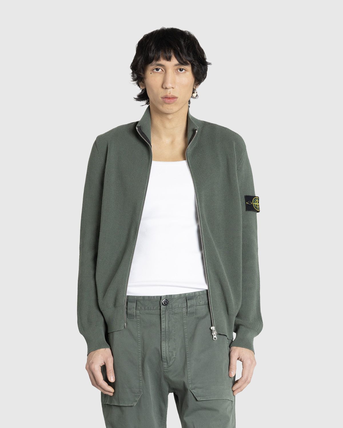 Stone Island – Zip Cardigan Dove Grey | Highsnobiety Shop