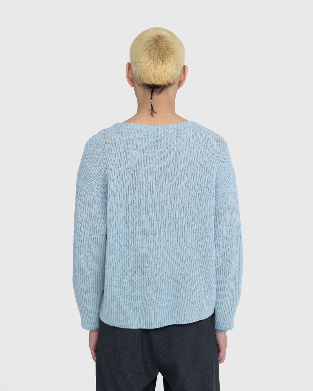 Auralee – Hard Twist Wool Rib Knit Boat Neck Pullover Blue ...
